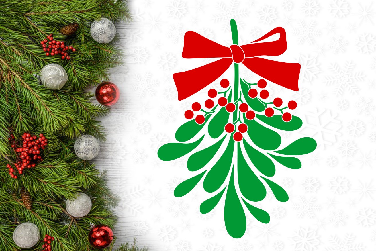 Mistletoe Christmas Svg Design (375457) | Cut Files | Design Bundles