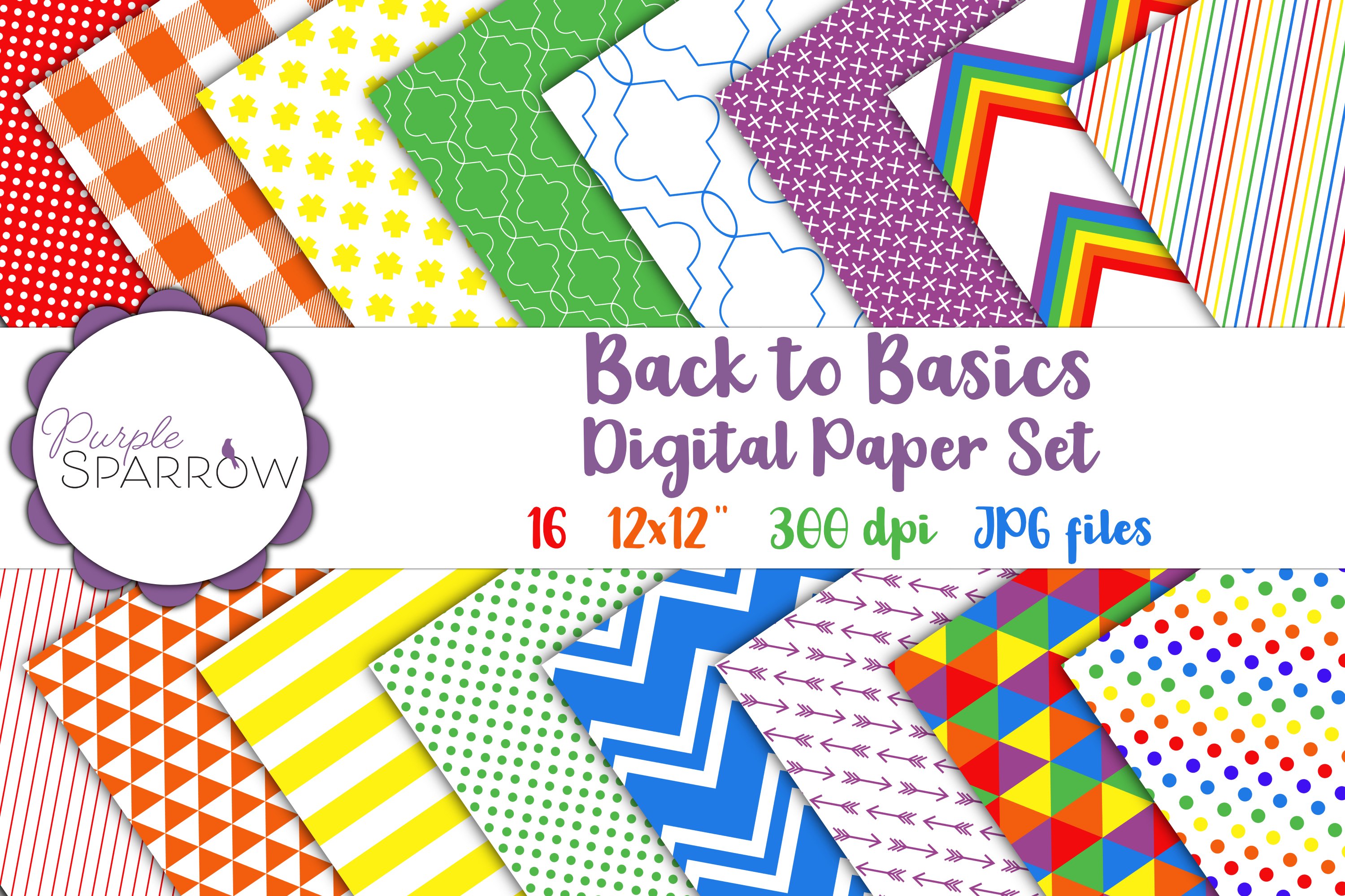 Back to Basics Digital Paper Set (1348458) | Papers | Design Bundles
