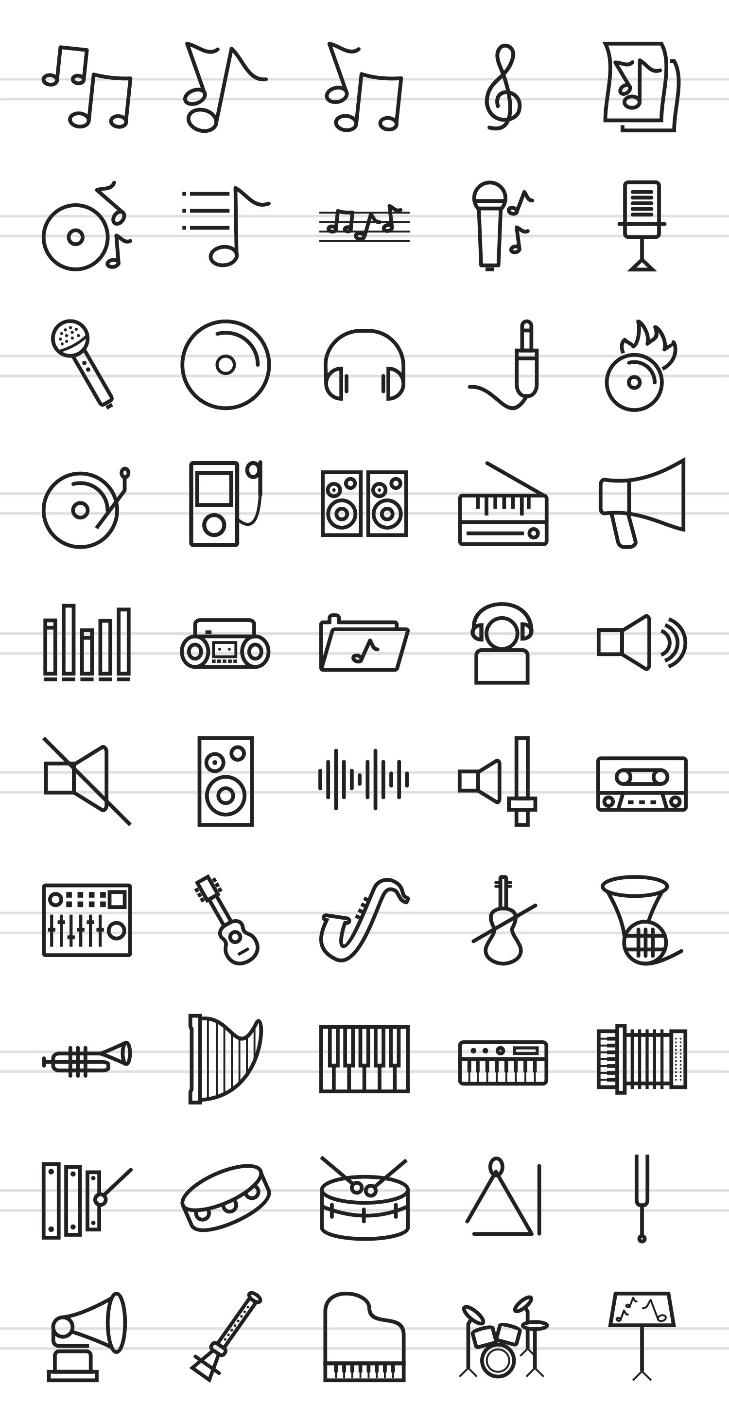 50 Music Line Icons (48860) | Icons | Design Bundles