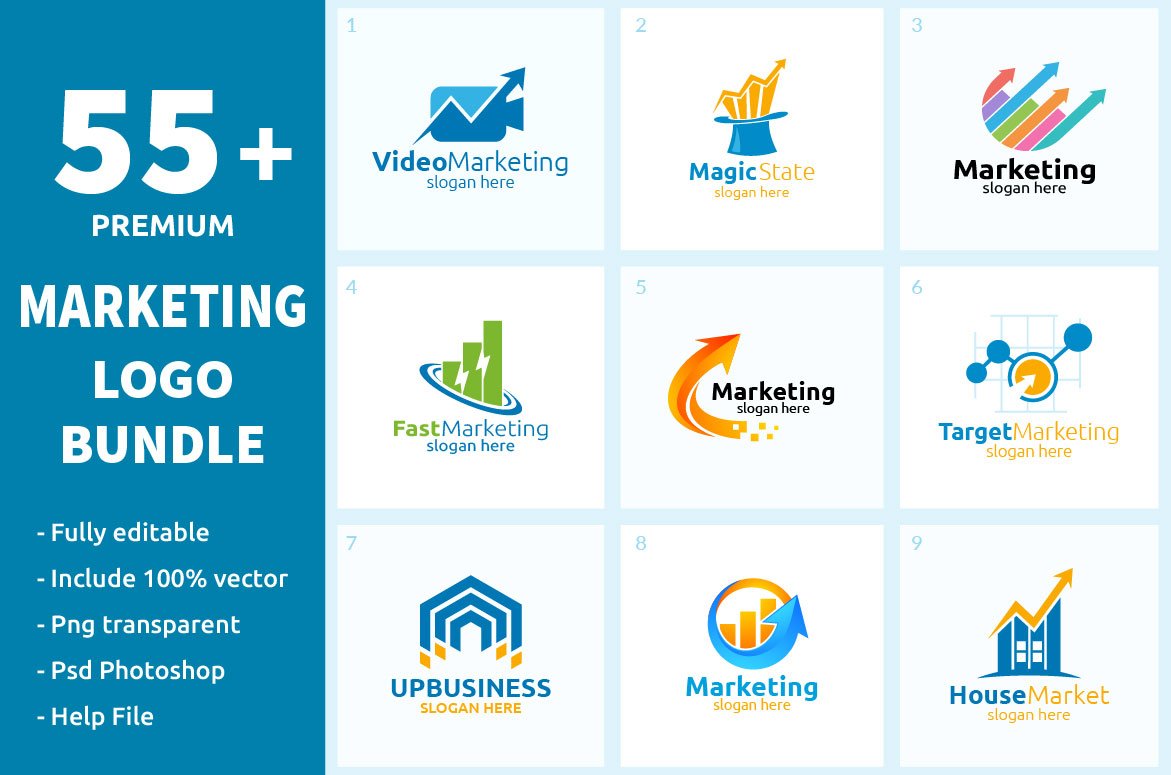 55 plus Marketing Logo Bundle