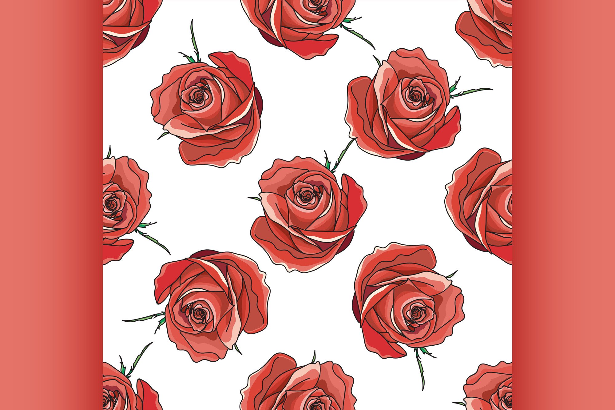red rose pattern (661550) | Illustrations | Design Bundles