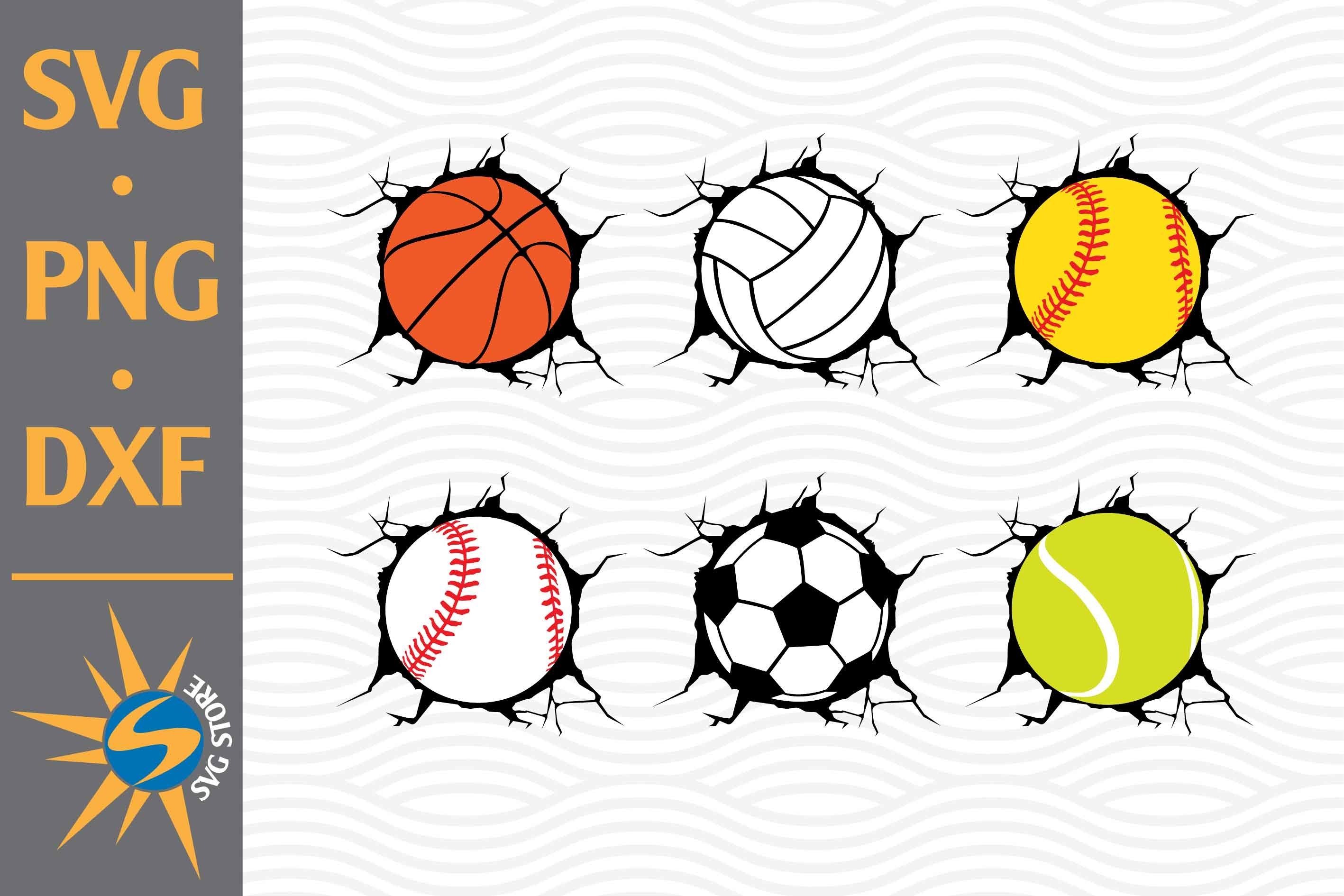 Sport Ball Breaking Wall SVG, PNG, DXF Digital Files Include (841340 ...
