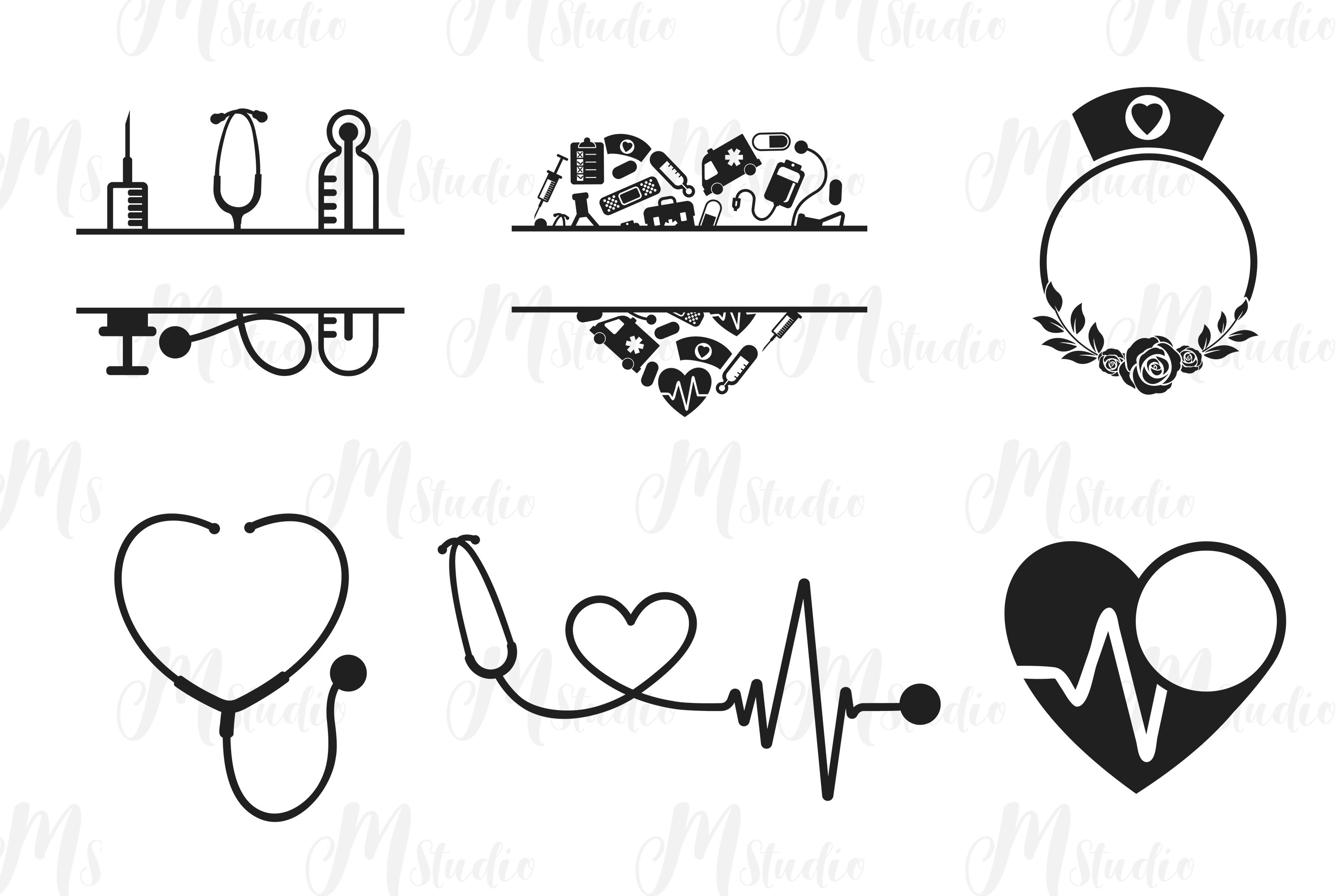 Nurse Monograms SVG (478496) | Cut Files | Design Bundles