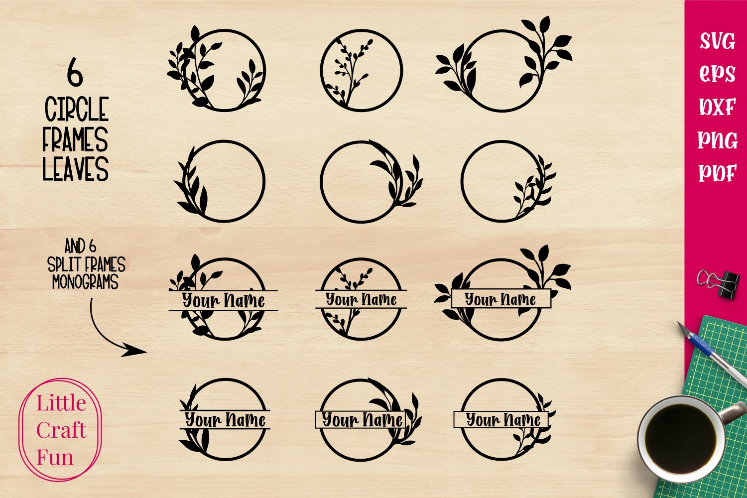 Circles Leaves Frames and Split Frames for Monograms (616568) | Cut ...