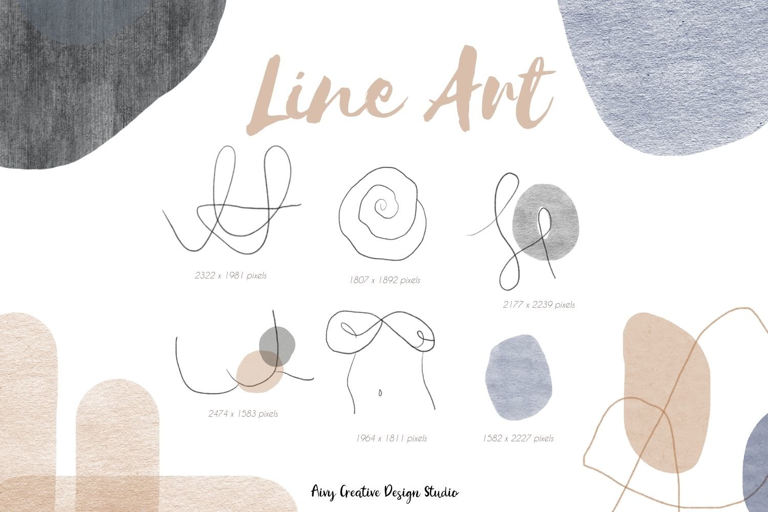 24 Hand Drawn Line Art Abstract Clip Art (280966) | Illustrations ...