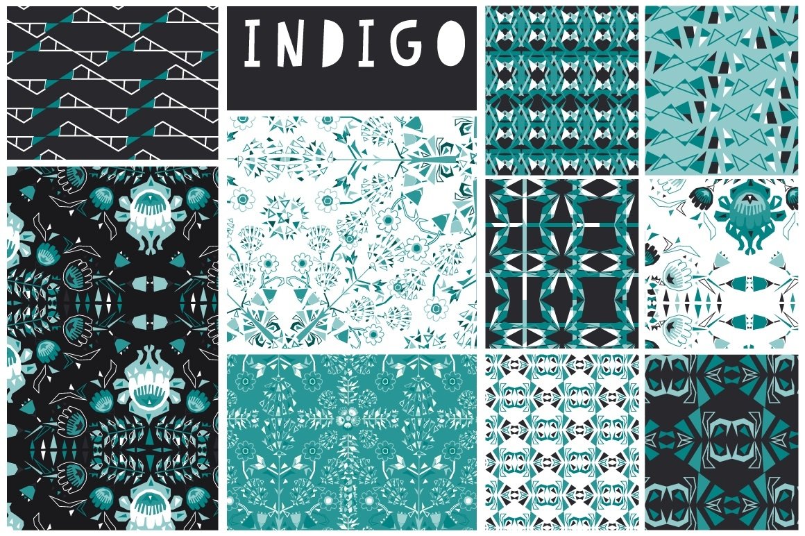 Indigo Seamless Vector Patterns x 10 (100010) | Patterns | Design Bundles