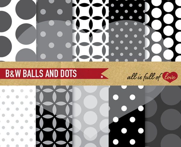 Black Digital Paper Polka Dots Scrapbook Background Patterns (28775 ...