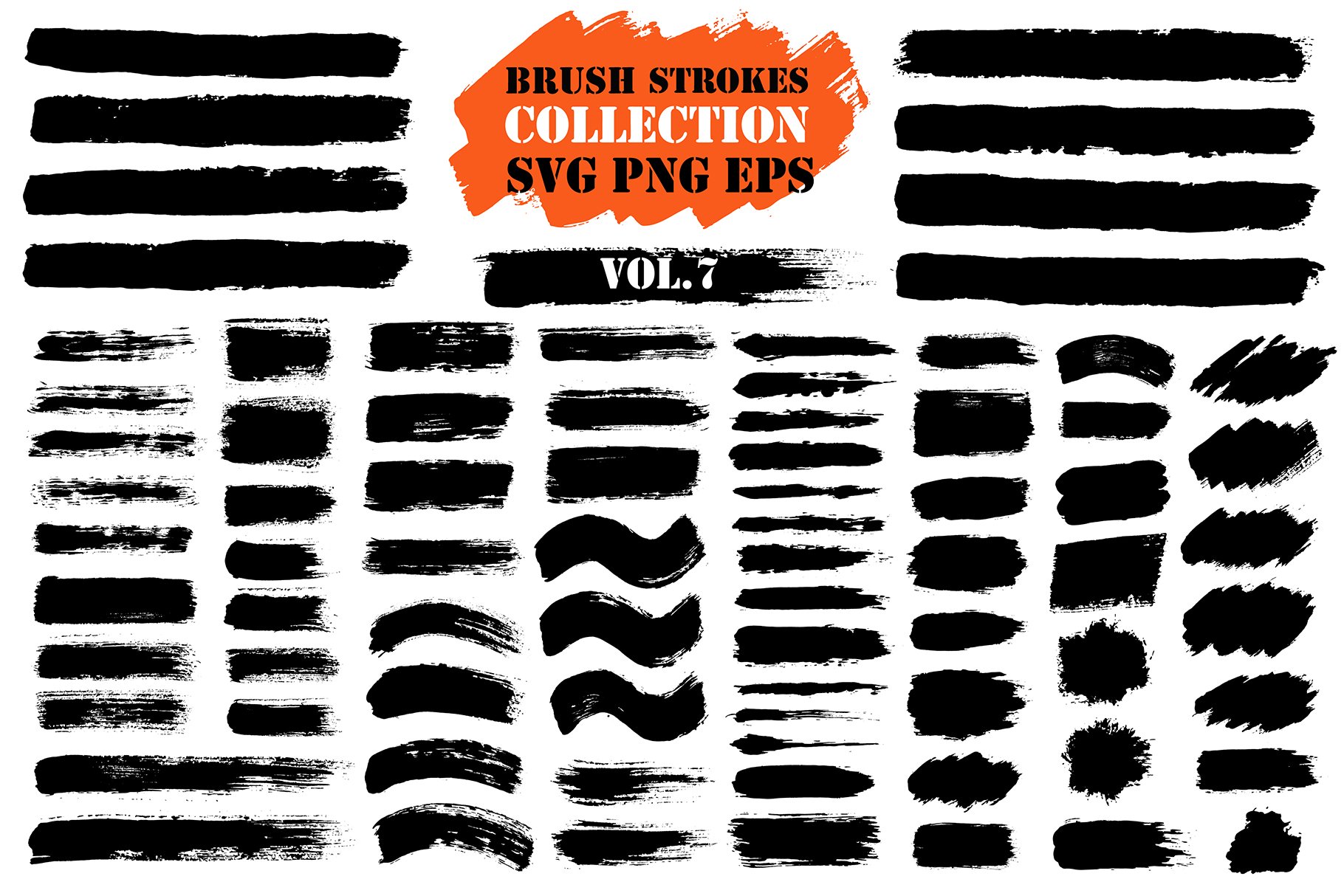 SVG Brush Strokes Pack | PNG Painted Grunge Elements (658337) | Elements | Design Bundles