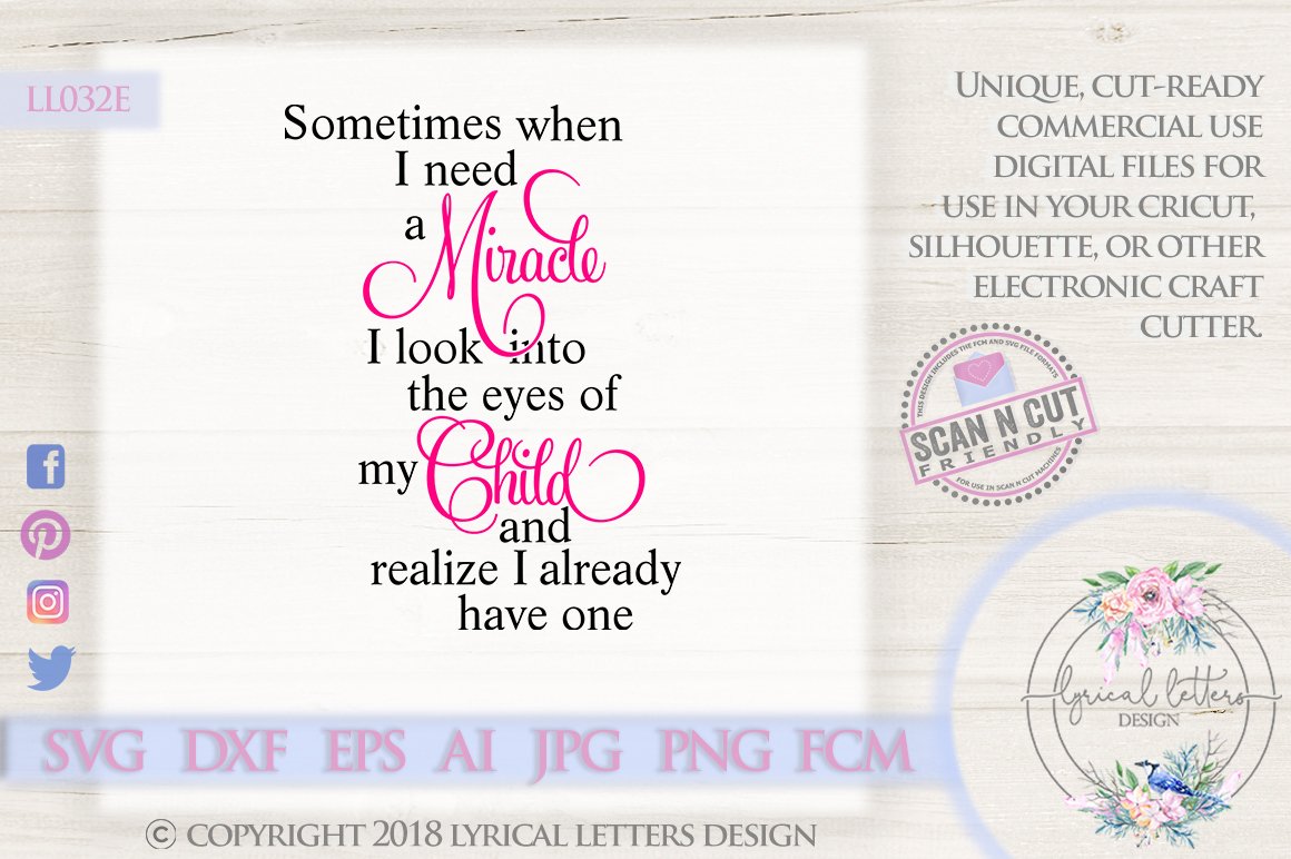 Miracle Child Poem SVG DXF FCM LL032E (160158) | Cut Files | Design Bundles