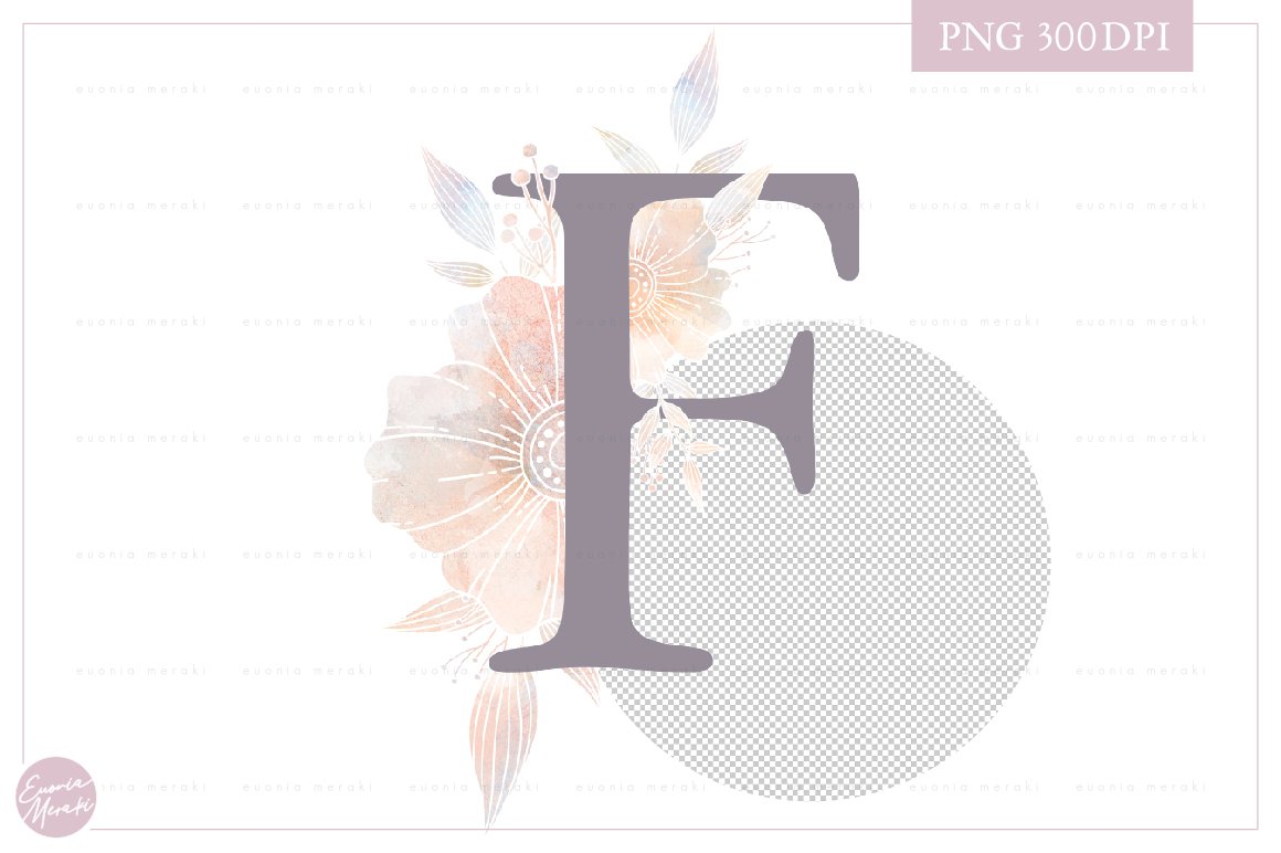 MONOGRAM Letter F Floral Wedding Monogram - Flower alphabet (348607 ...
