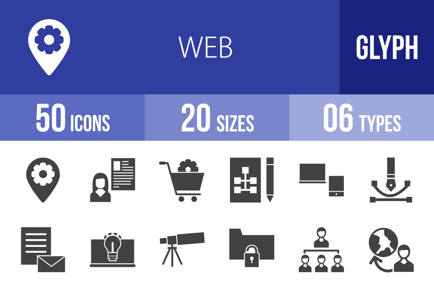 50 Web Glyph Icons (50926) | Icons | Design Bundles