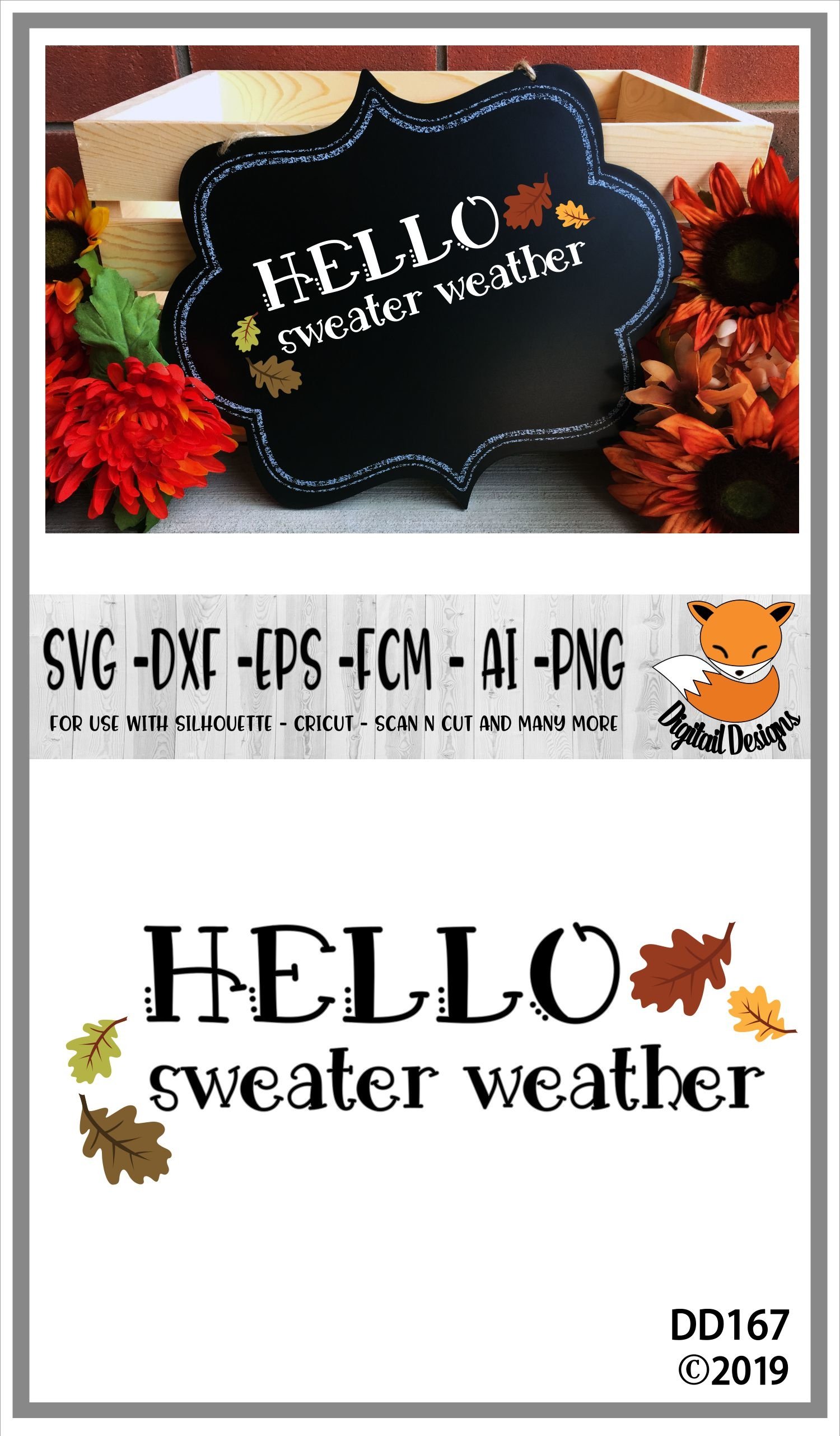 Hello Sweater Weather Fall Winter SVG (322571) | Cut Files | Design Bundles