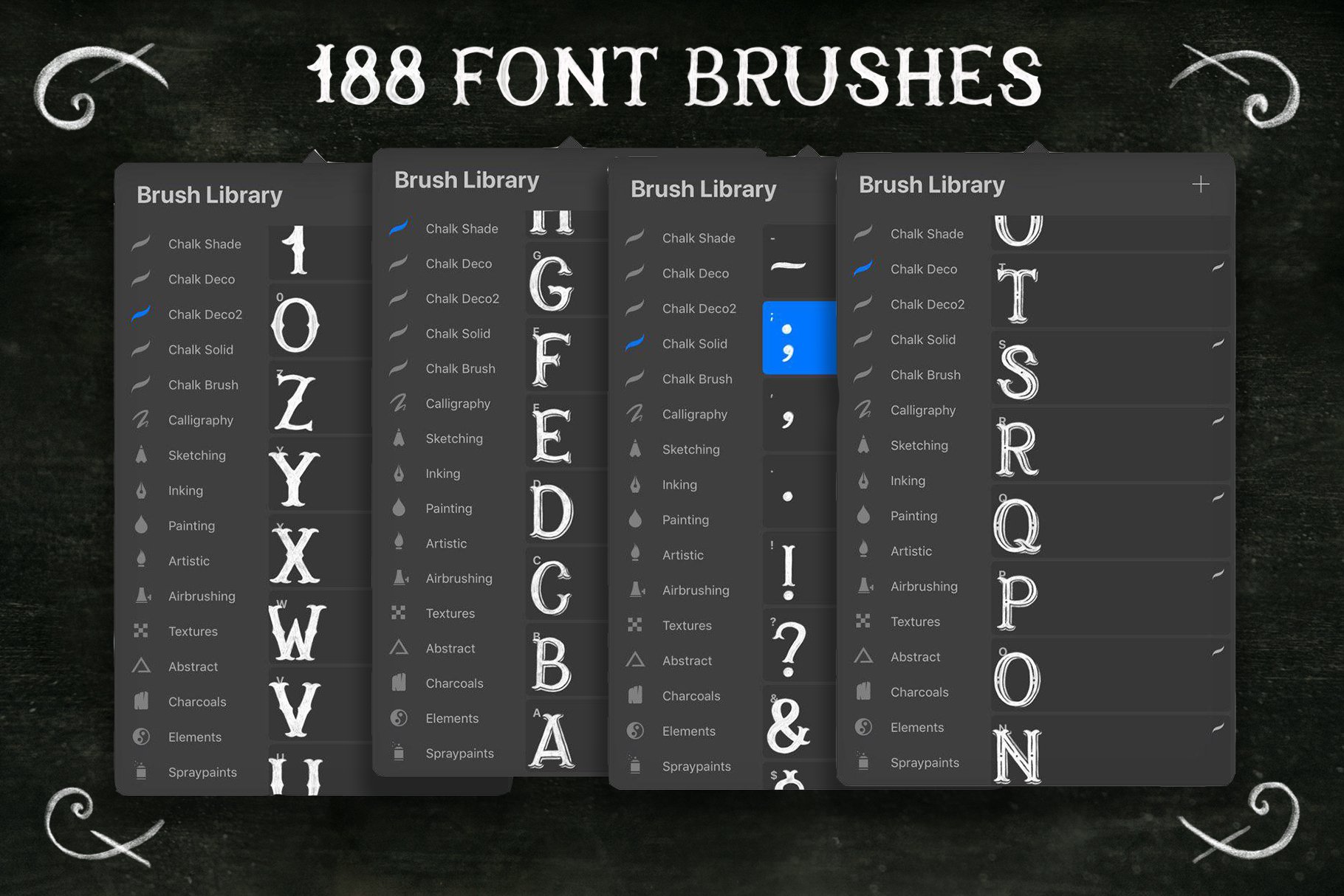 Procreate Chalk font brushes (265672) | Procreate | Design Bundles