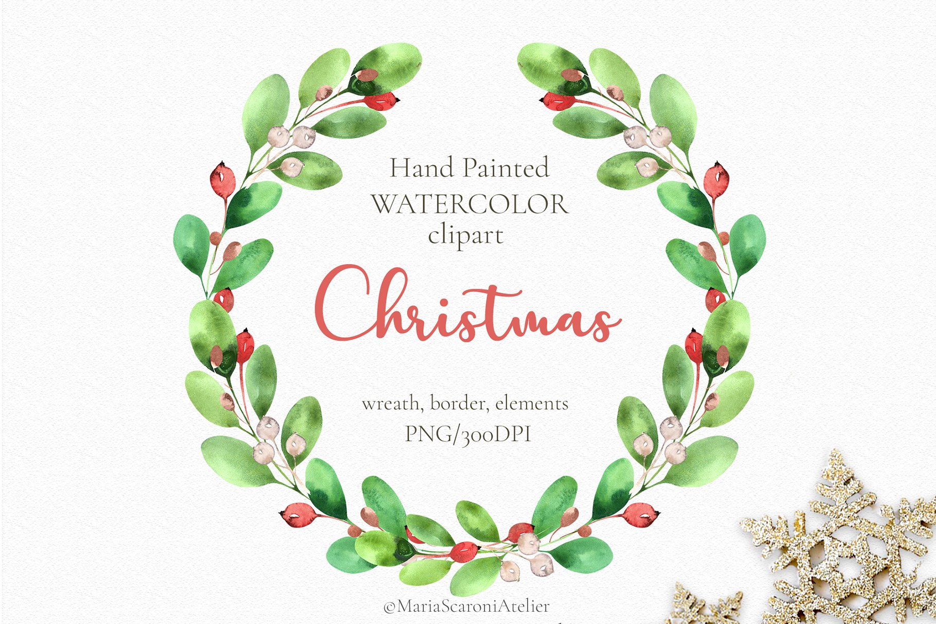 Watercolor Christmas Clipart (1106319) | Illustrations | Design Bundles