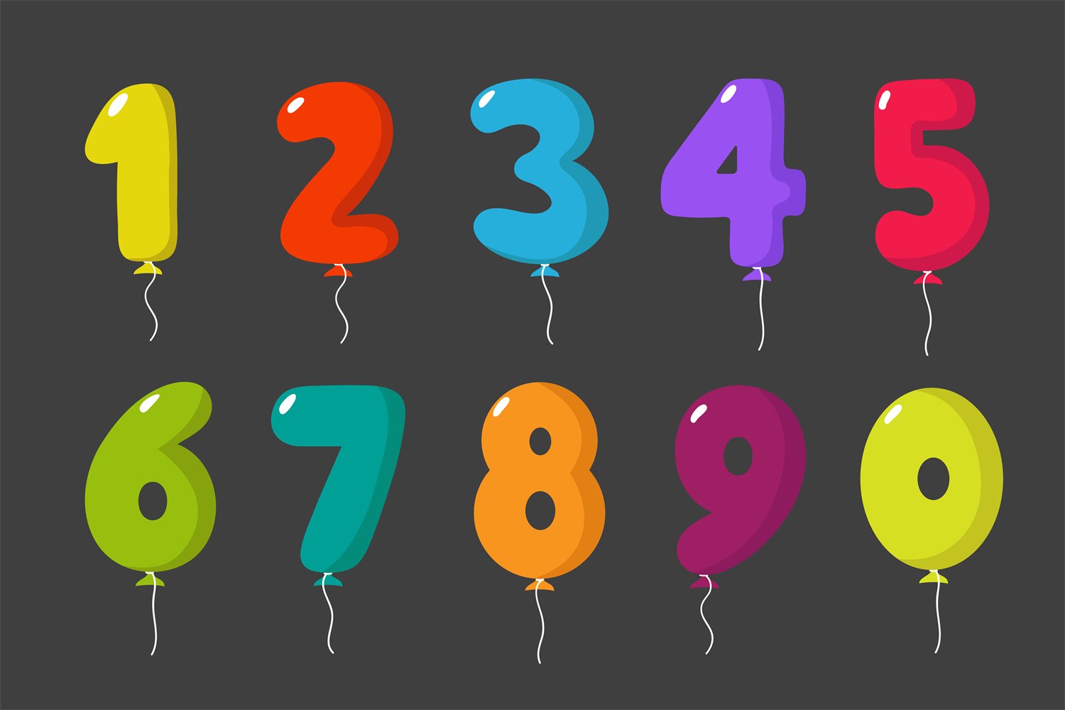 Cartoon balloon numbers for birthday fun kids party celebrat (911193 ...