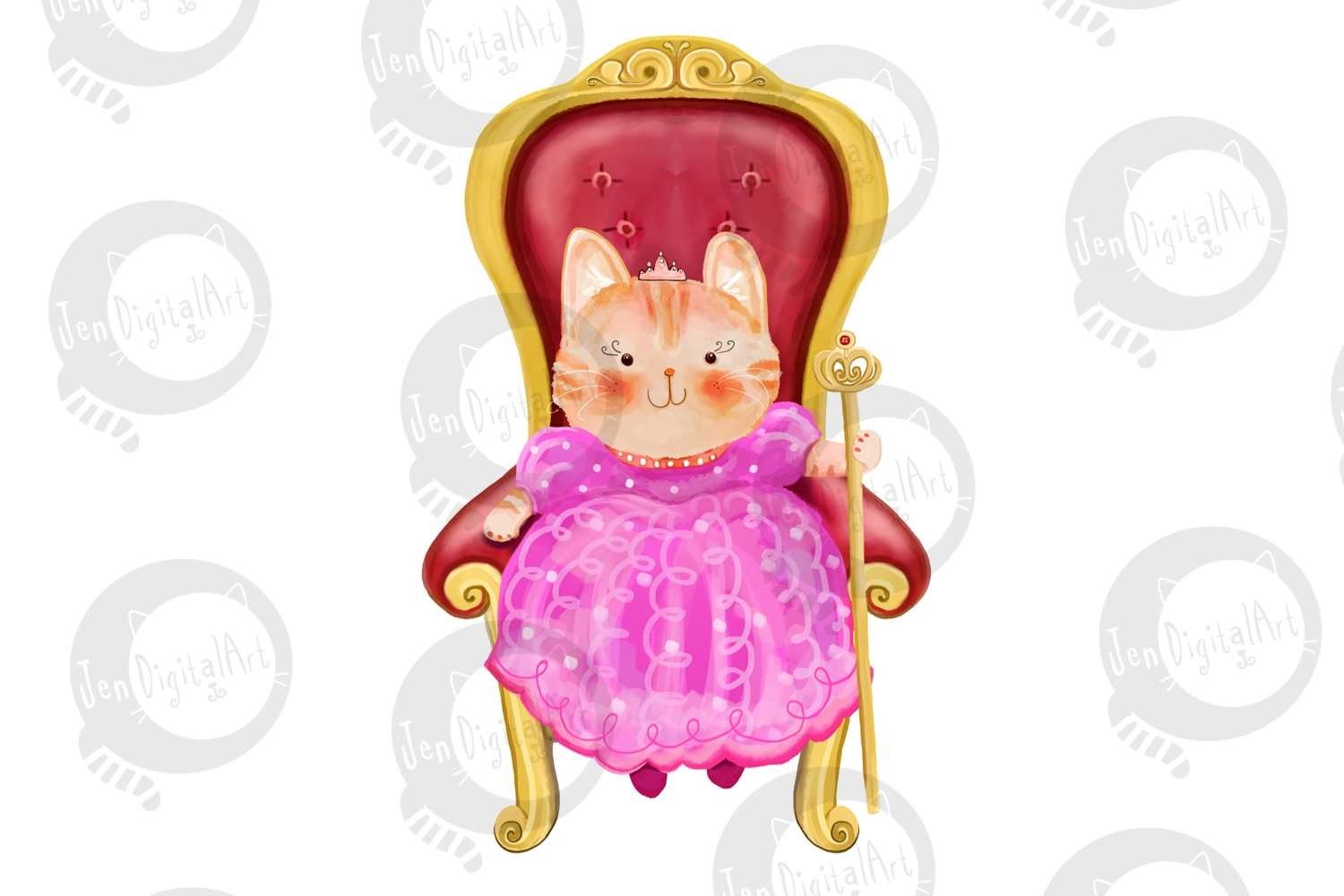Pink Princess Cats CLIP ART | 8 PNG/JPEG illustrations (131751 ...