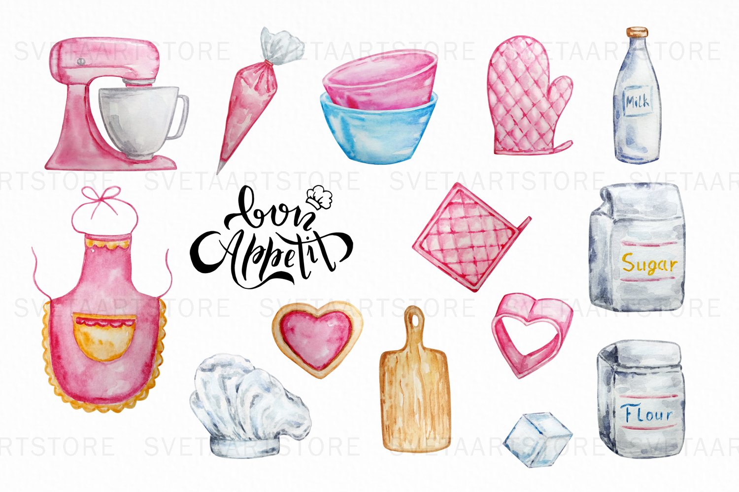 Watercolor Baking Clipart (684105) | Illustrations | Design Bundles