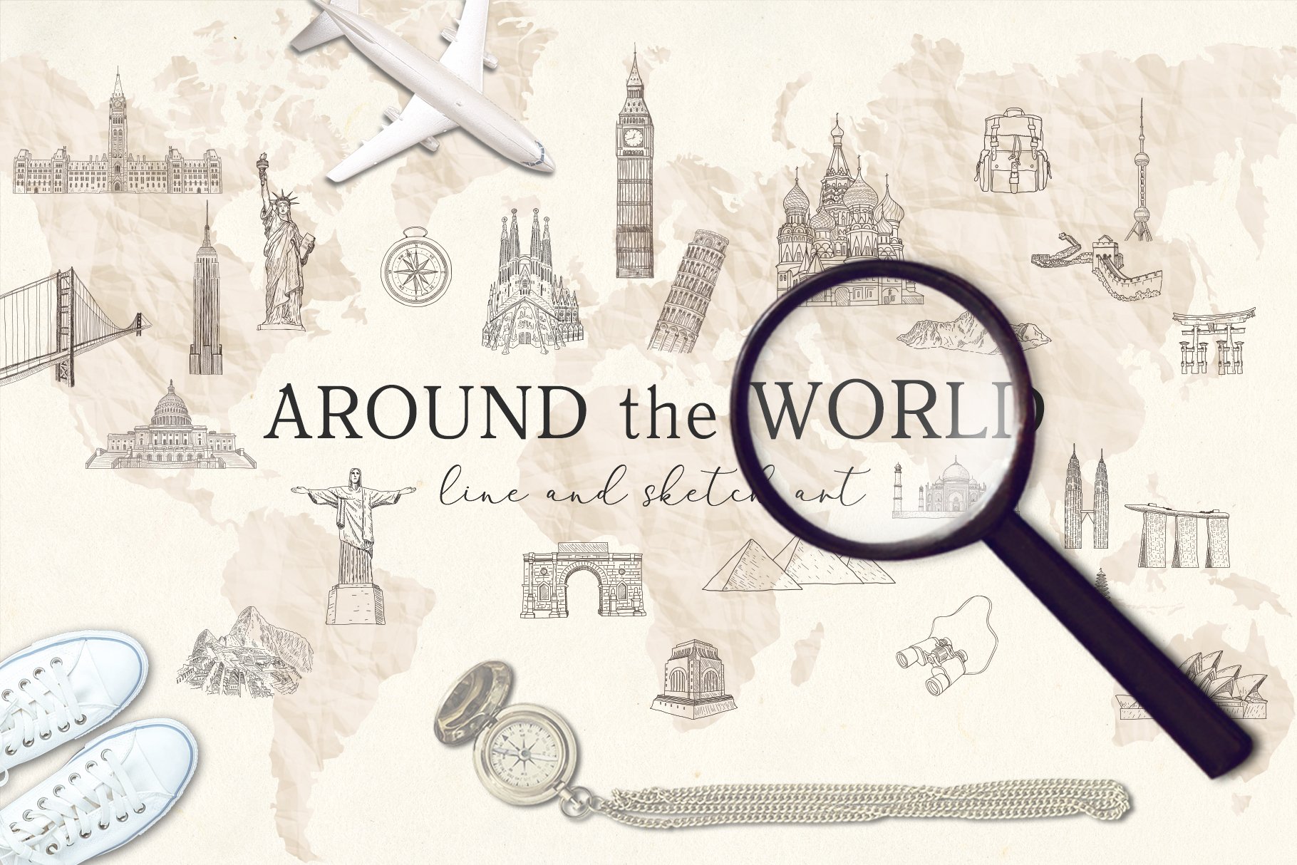 Around the World. Travel Collection. (402519) | Illustrations | Design ...