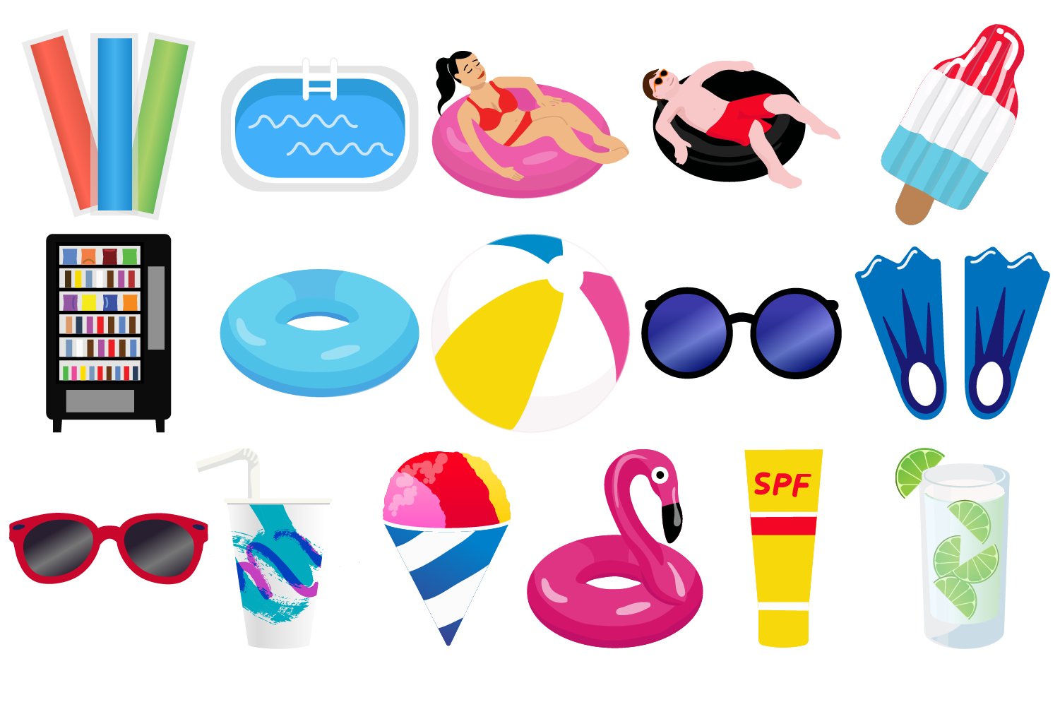 Pool Party Clipart (240891) | Illustrations | Design Bundles