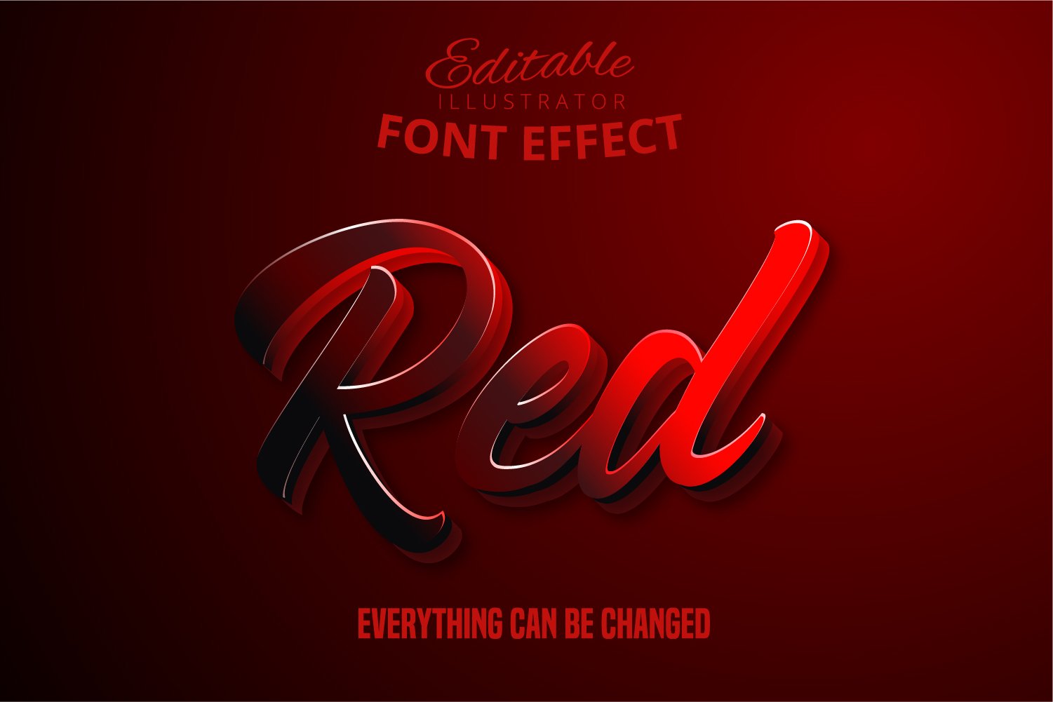 Red text, editable text effect (427112) | Illustrator Plugins | Design ...