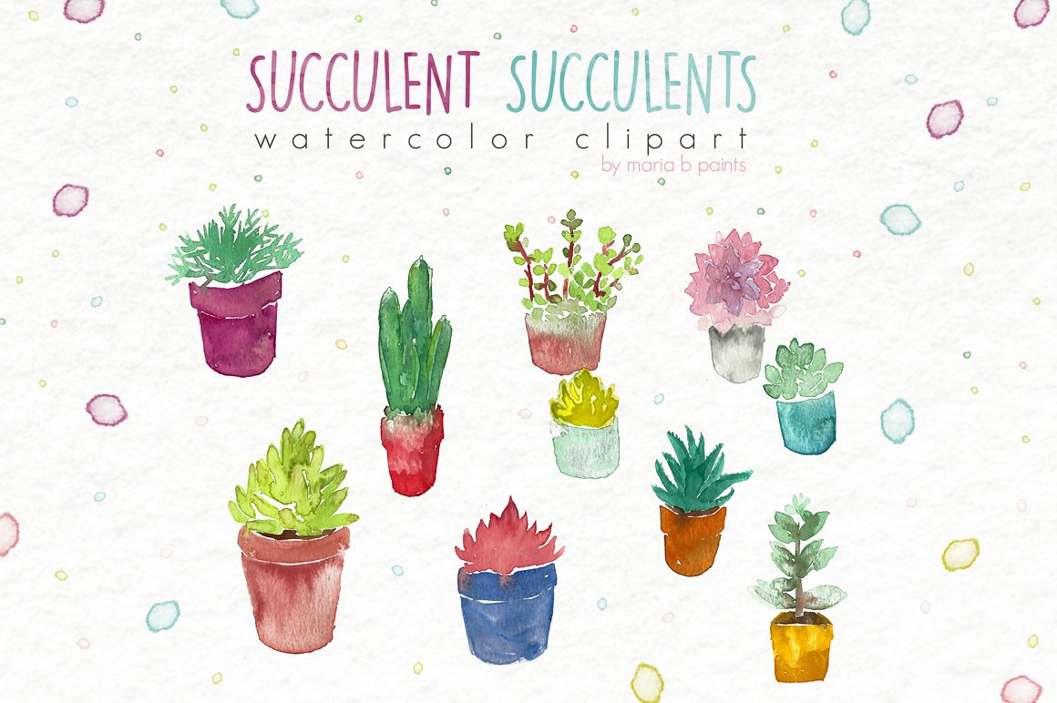 Cactus & Succulent Watercolor Clipart (198838) | Illustrations | Design ...