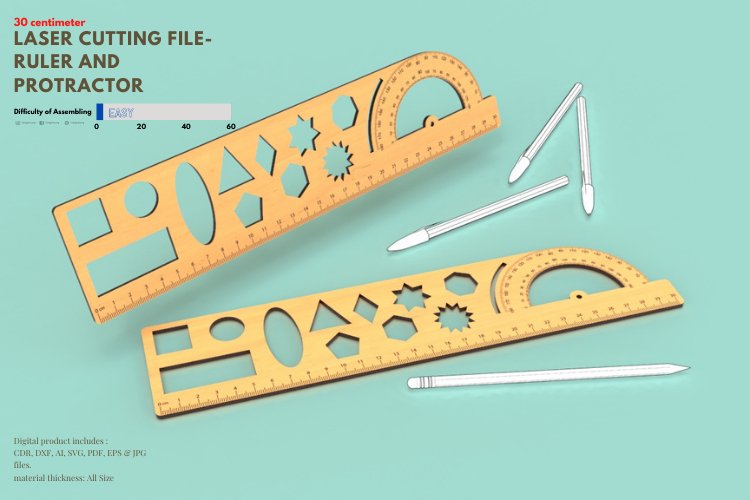 Ruler and Protractor- laser cutting file (940804) | Laser Engraving ...
