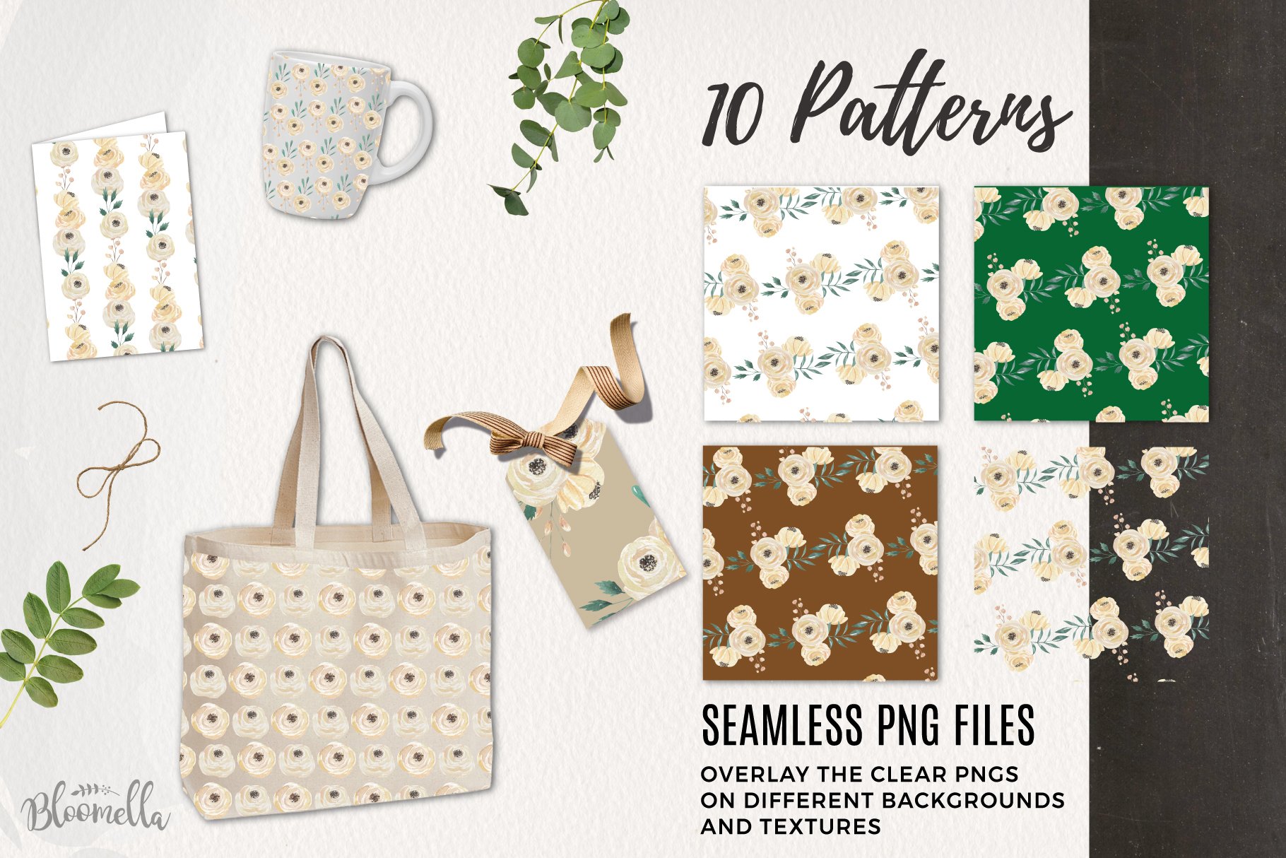 Ivory 10 Seamless Patterns Digital Paper Watercolor Wedding