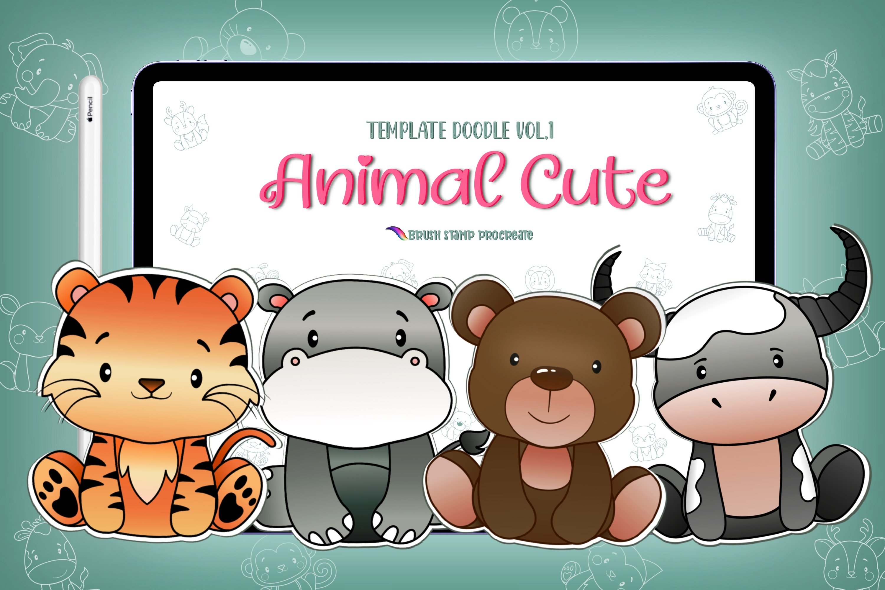 Procreate Animal Cute Template Characters Brushes Stamp