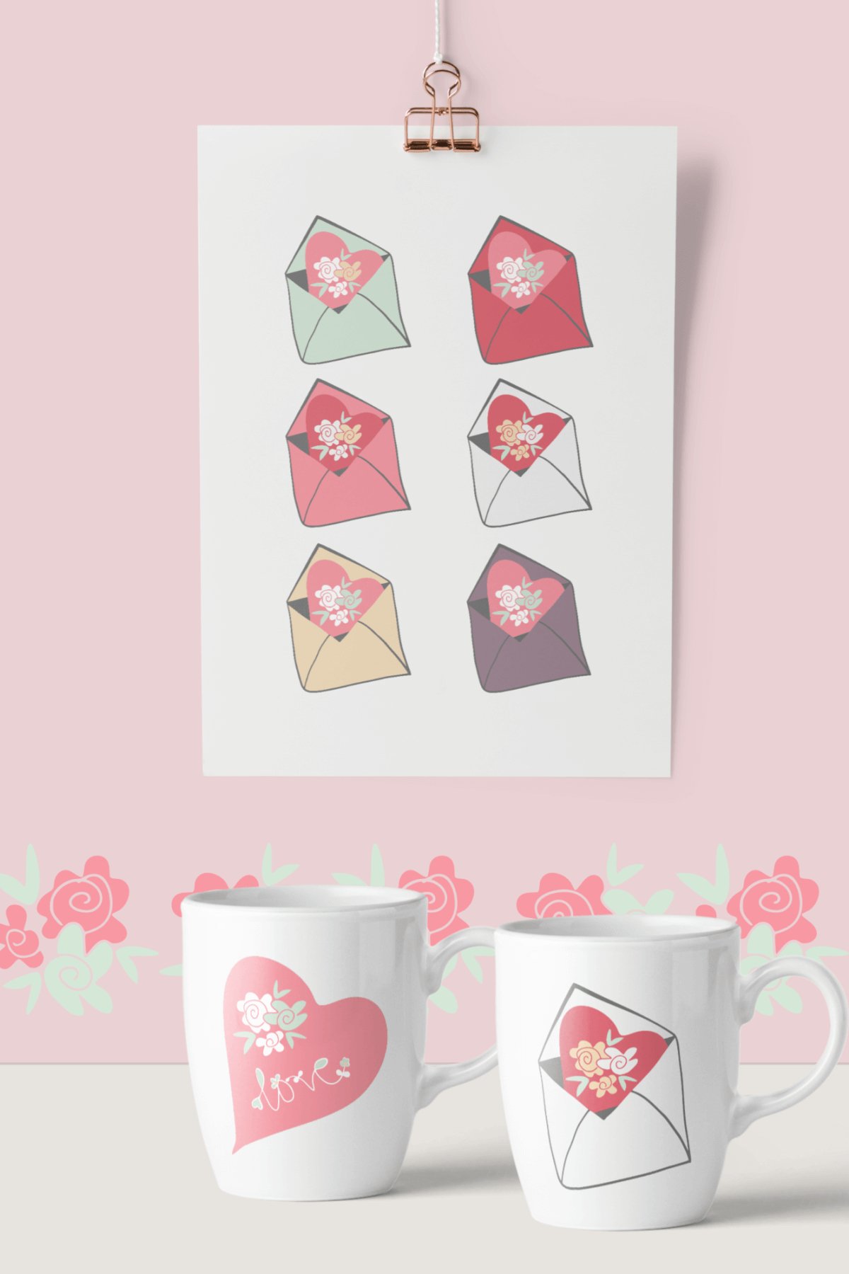 Valentine Love Mail and Hearts Clip Art Set of 19 PNG files