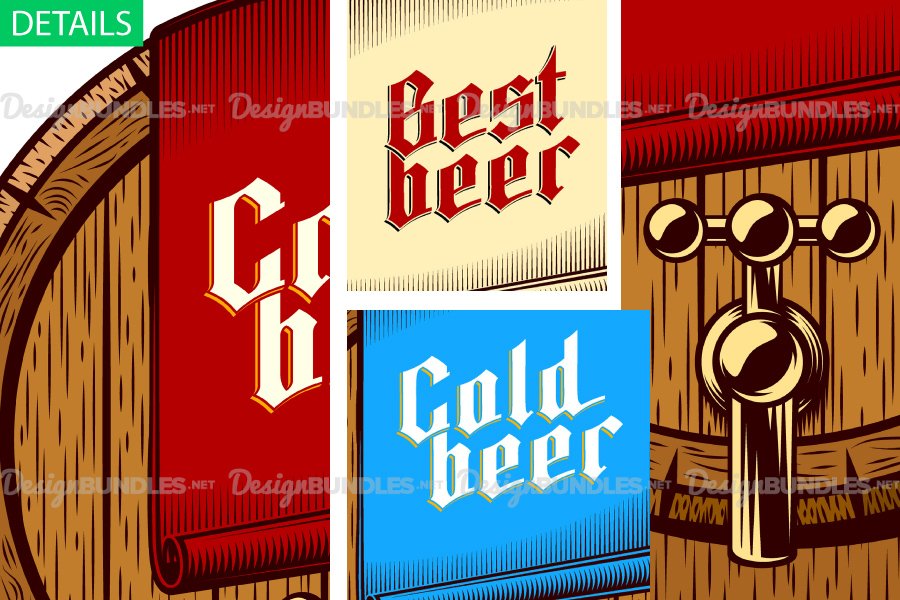 Beer Tap Barrel Wooden Keg Cask Craft Cold Best Label (109433 ...