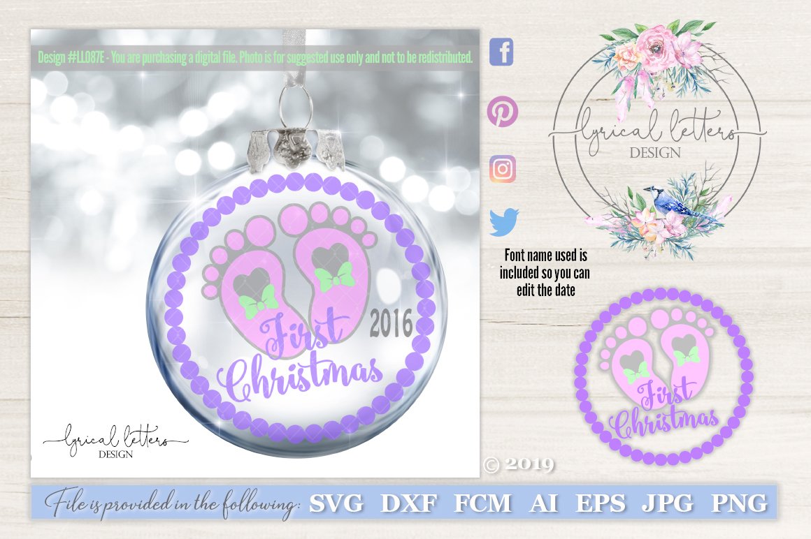 Baby Girl First Christmas SVG Cut File LL087E (119561) | Cut Files ...