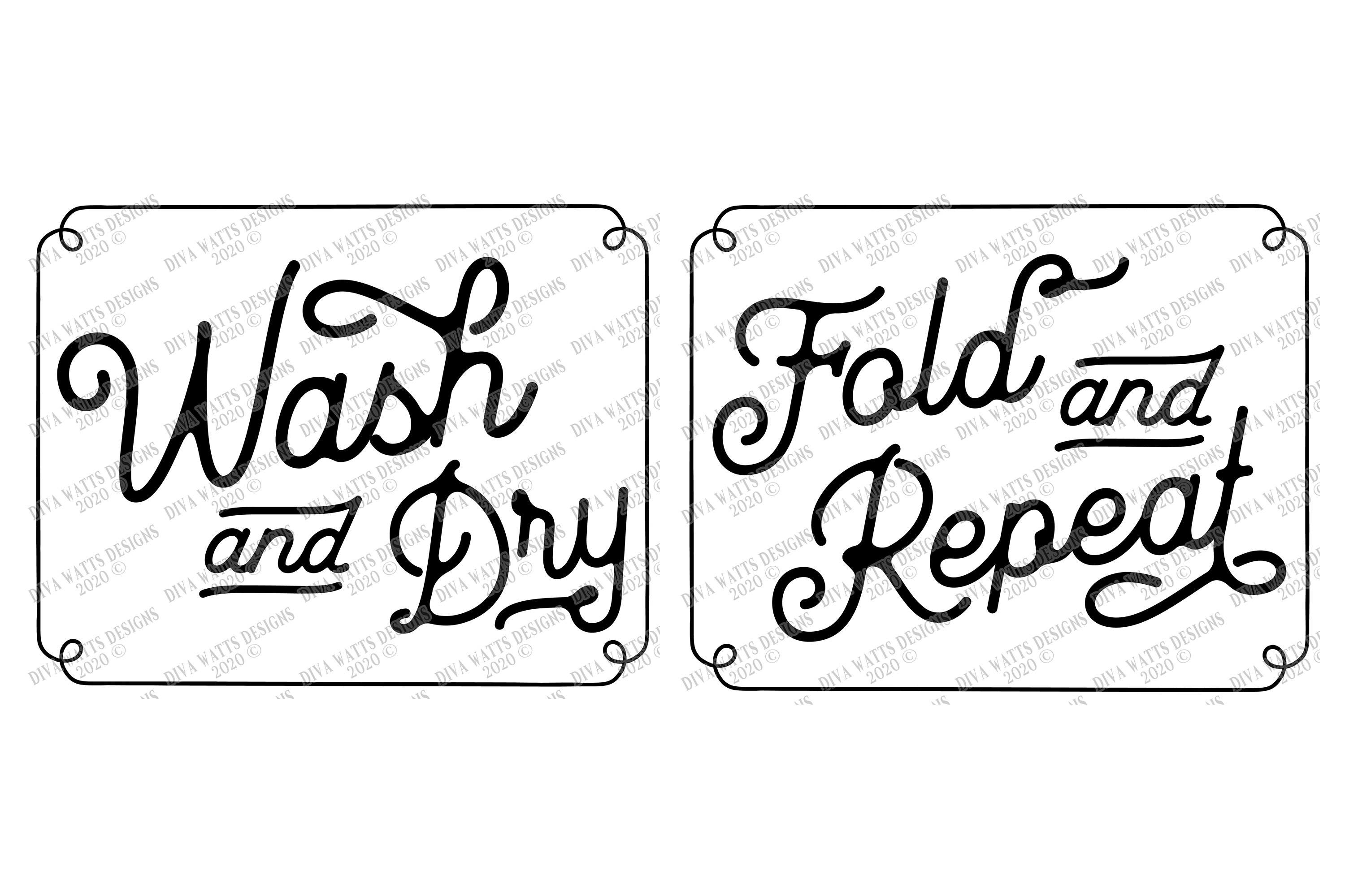 Wash & Dry Fold and Repeat - Retro Laundry Sign SVG DXF Set (478147 ...
