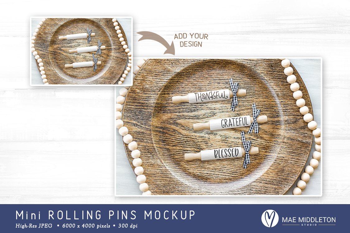 Mini Rolling Pins mockups | 2 styled photos (643111) | Decorative ...