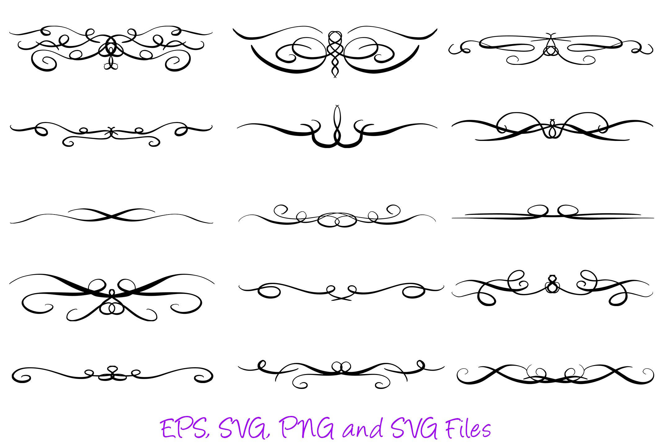 120 Swirl Borders Separator Dividers & Flourishes Collection (1255490) | Illustrations | Design ...