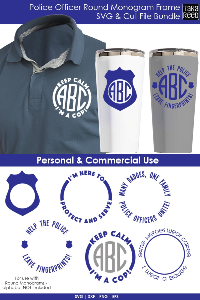 Police Officer Round Monogram Frame - Police SVG & Cut Files (348672 ...