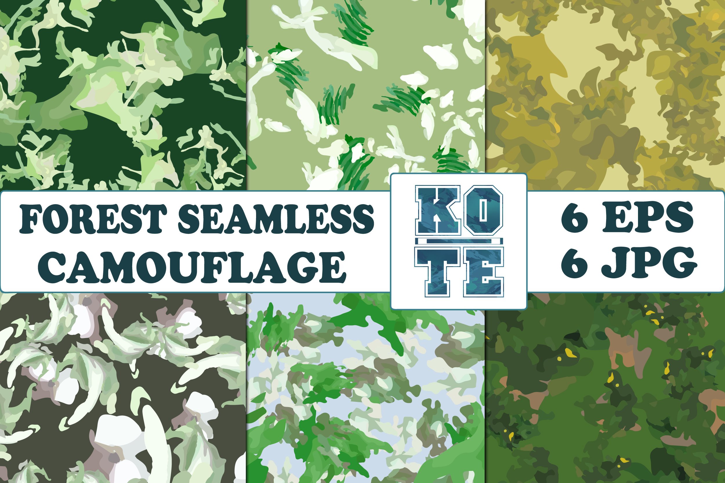 6 Seamless Military Forest Camouflage (818314) | Patterns | Design Bundles