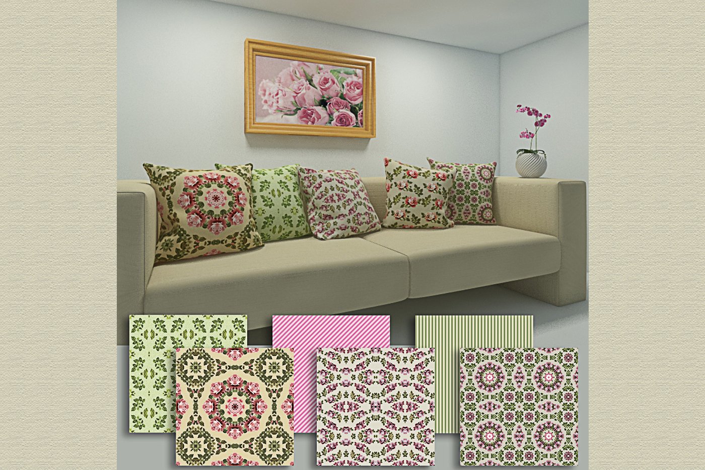 12 Shabby Chic Pink Roses digital paper Background (270293 ...