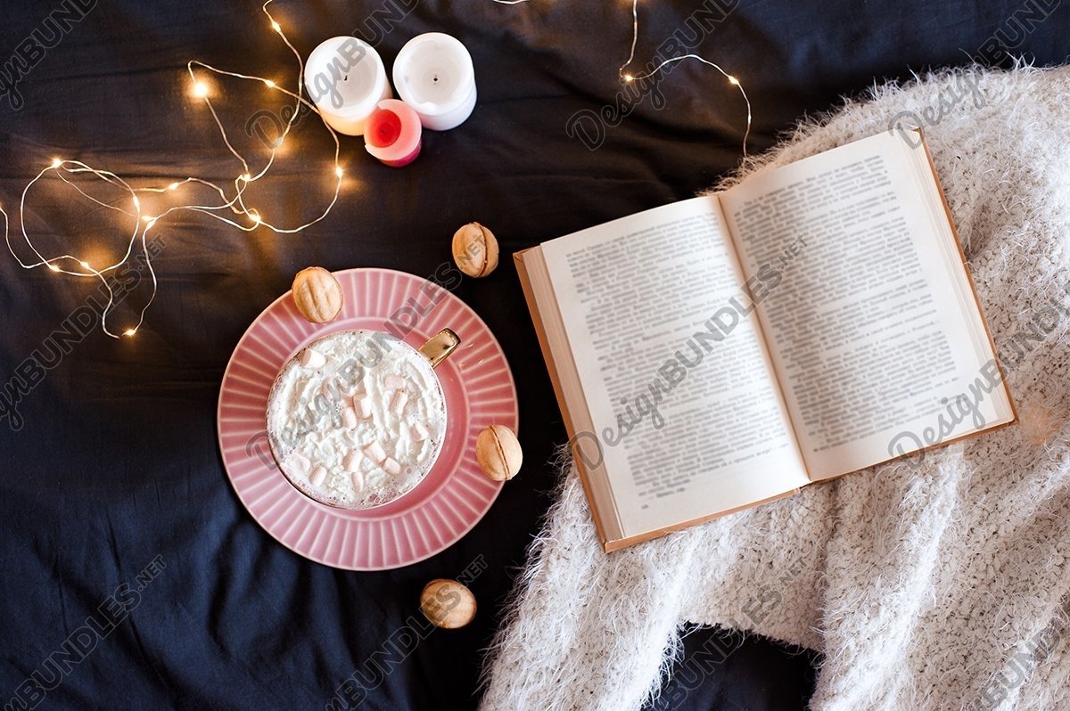 Open book with cup of coffee (1087782) | Food and Drink | Design Bundles