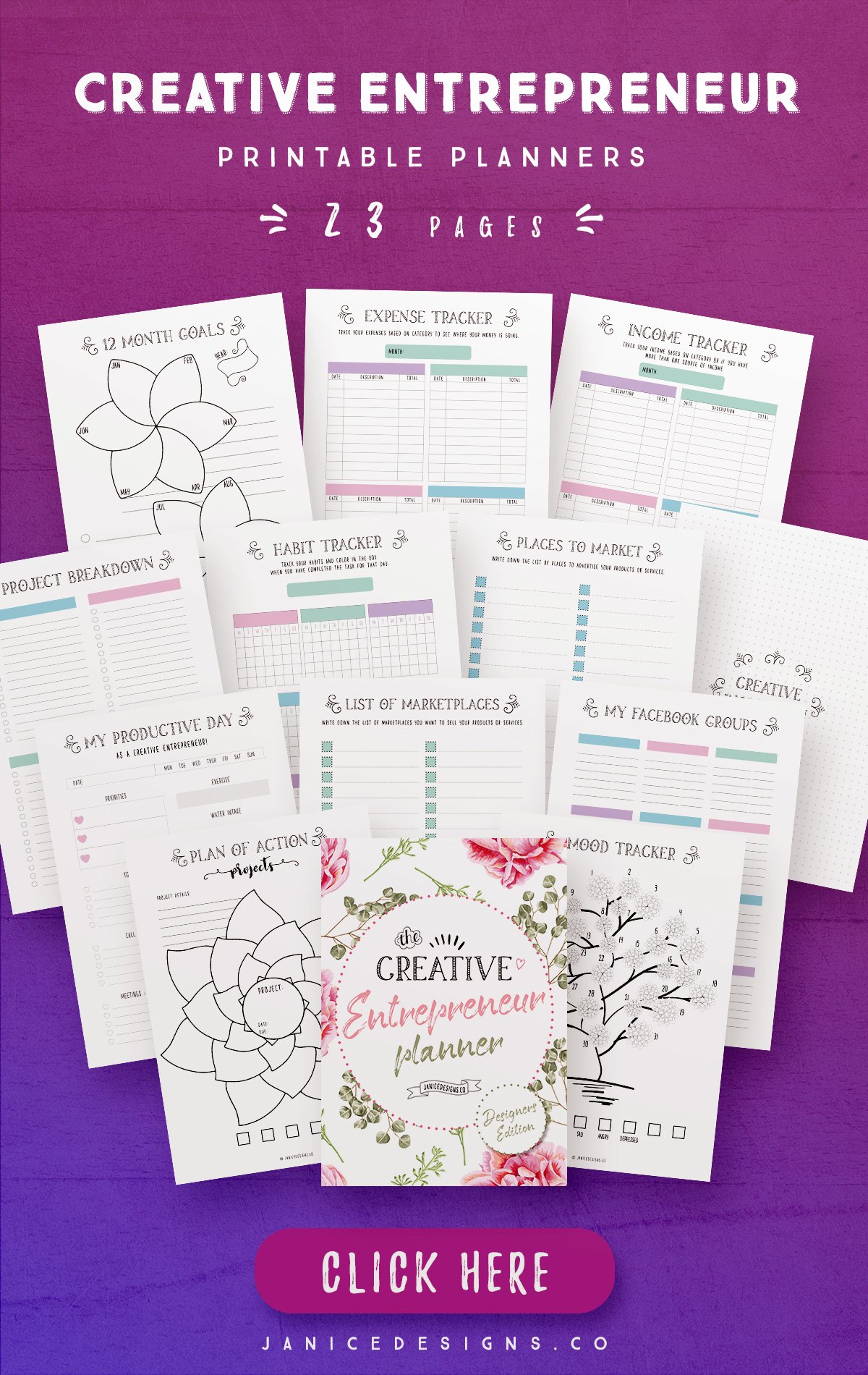 Creative Entrepreneur Printable Planners - 23 Pages (318575 ...