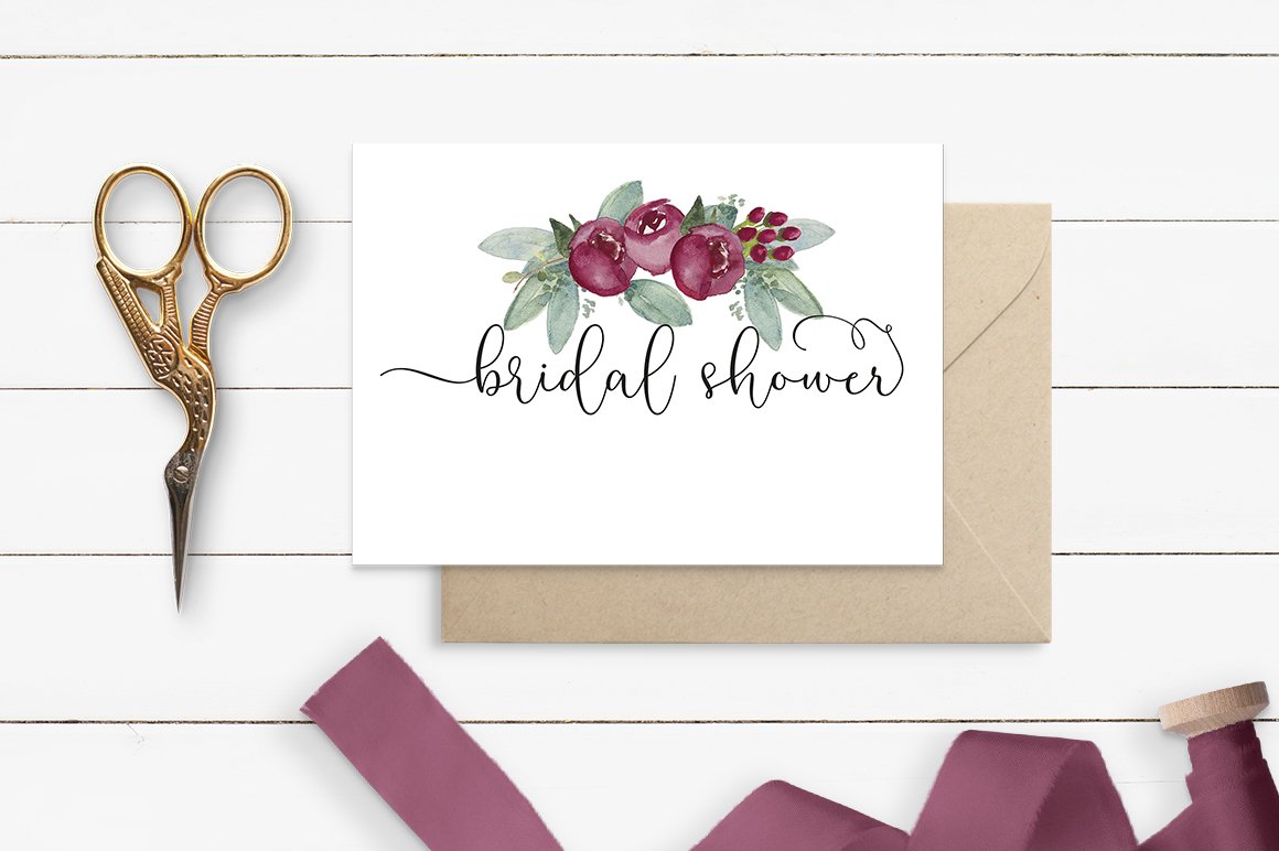 Fall Burgundy Wedding Flower Watercolor CLIP ART (113094 ...