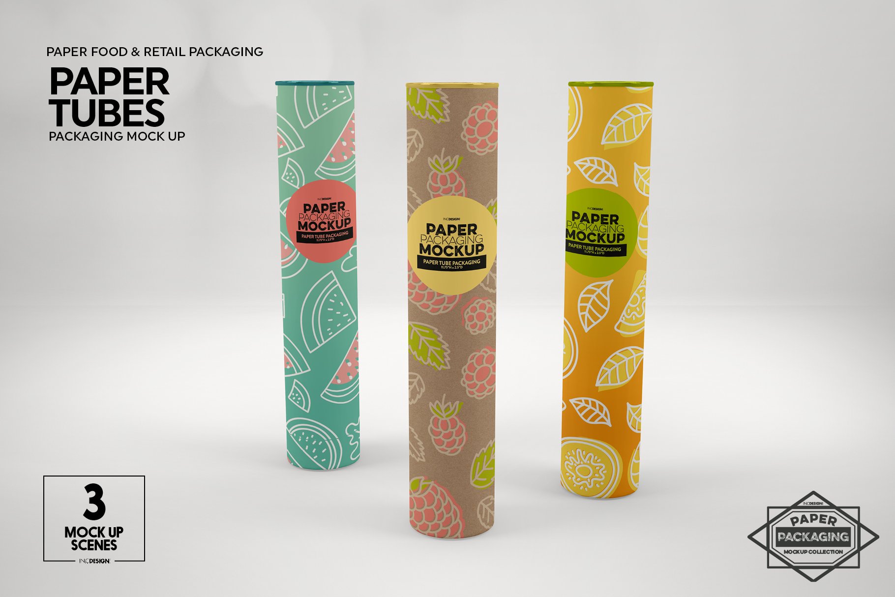 Paper Tube Packaging Mockup (346642) | Branding | Design Bundles