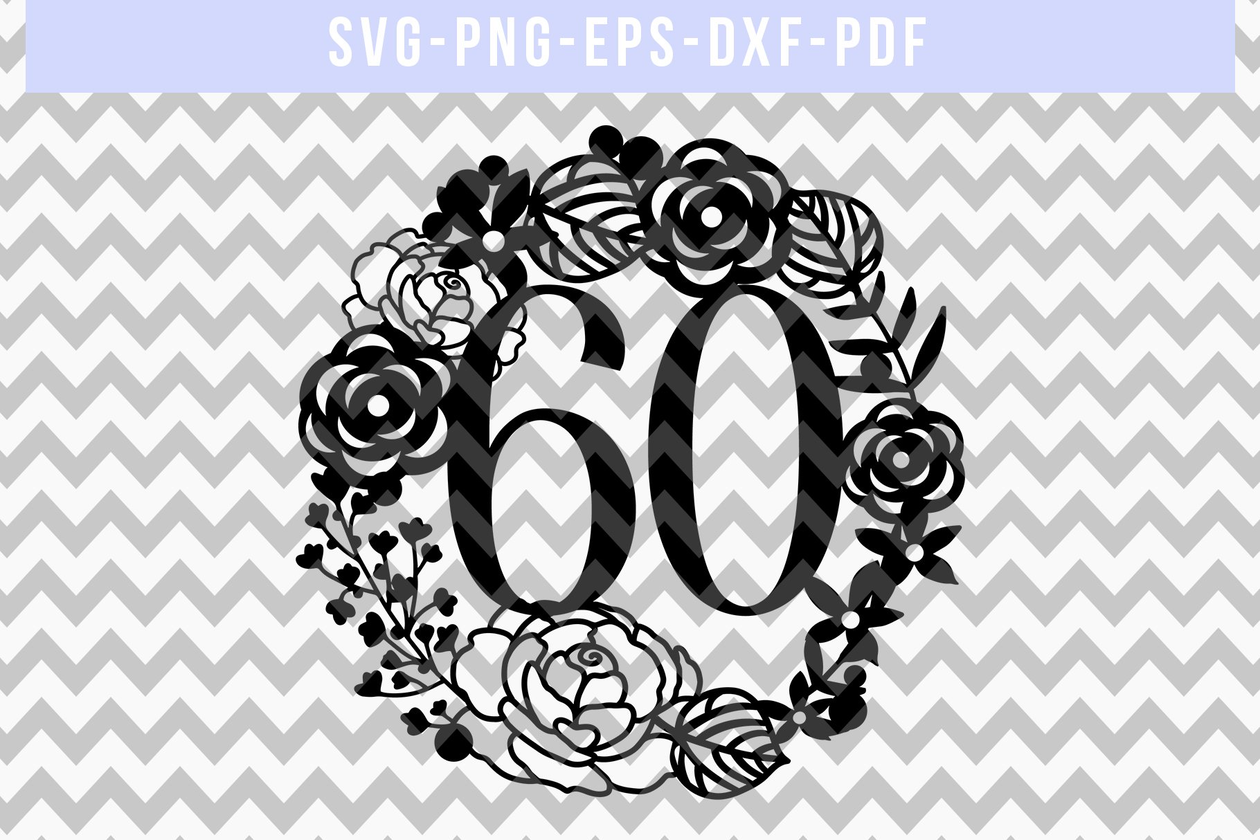 60 Birthday Wreath Papercut Template, 60th Birthday SVG, PDF (271575 ...