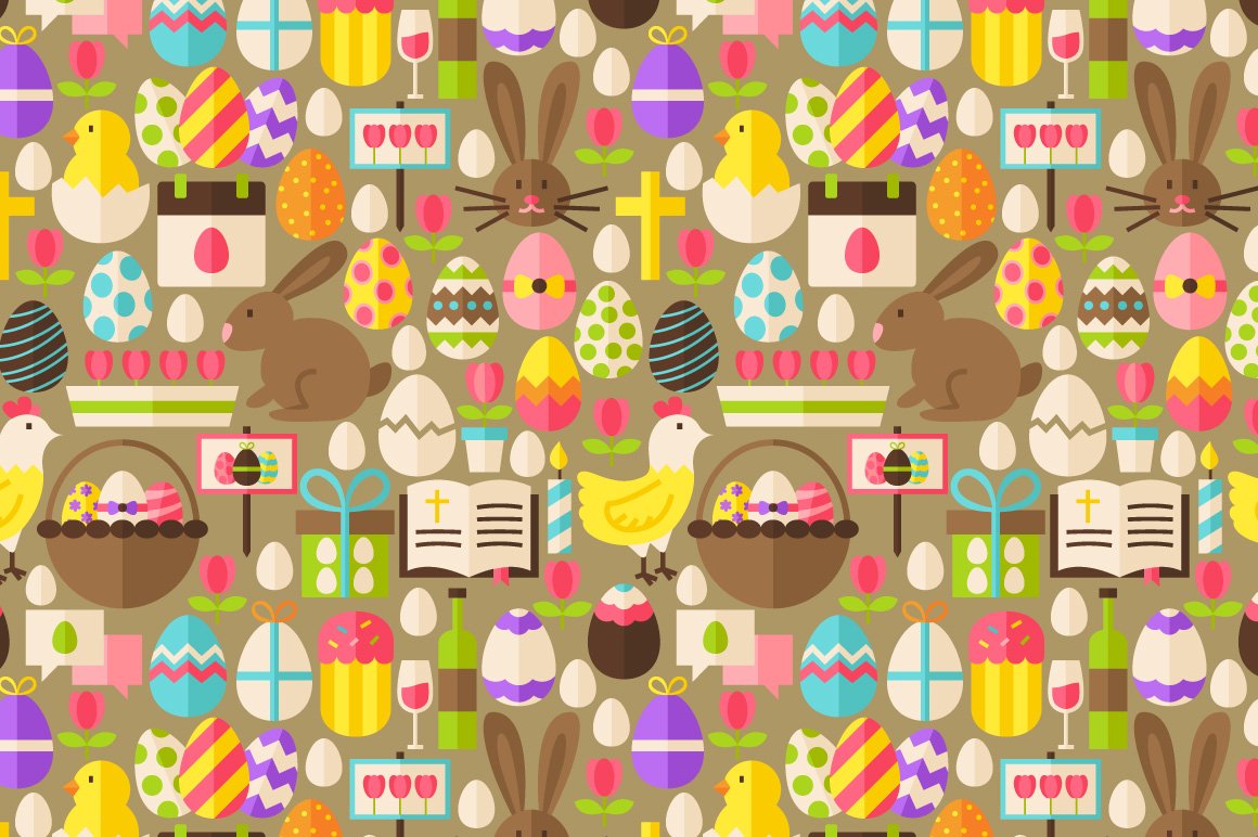 Easter Greetings Flat Tile Patterns (69253) | Patterns | Design Bundles