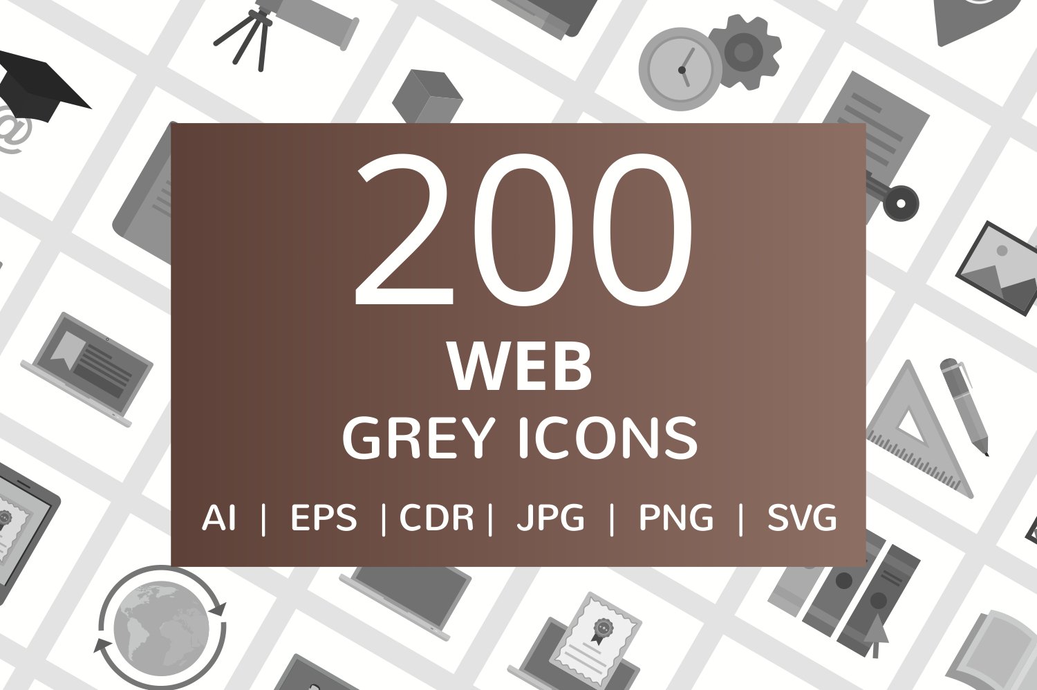 200 Web Greyscale Icons (126527) | Icons | Design Bundles