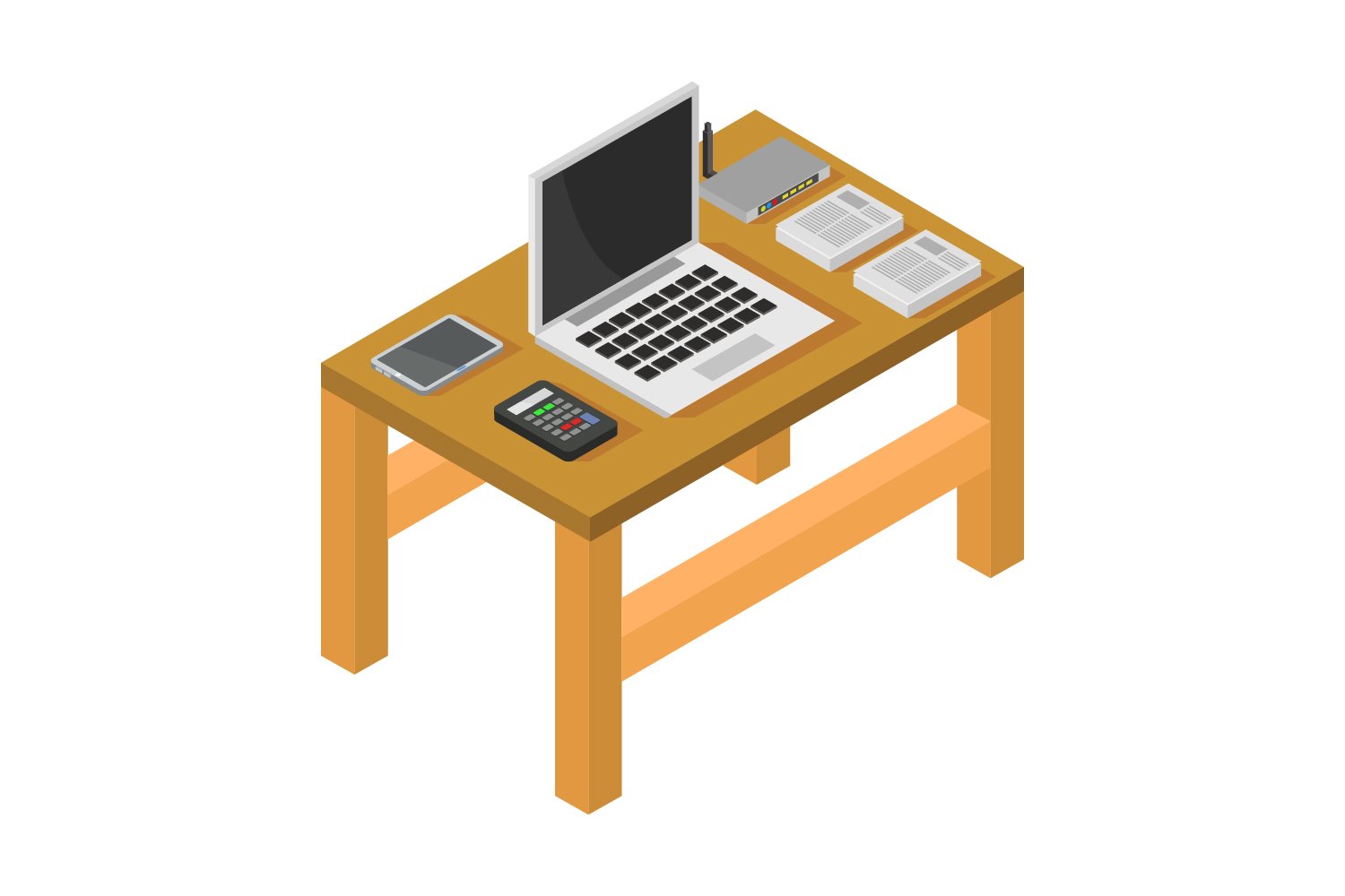 isometric office desk (578184) | Icons | Design Bundles
