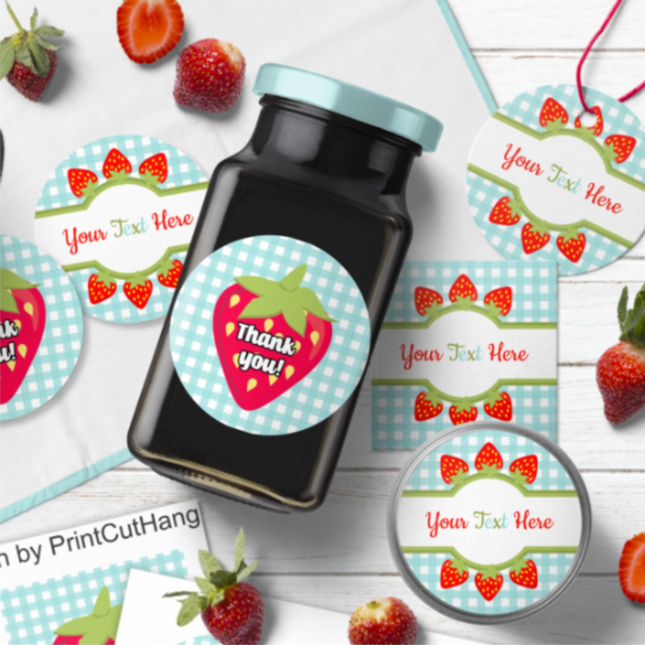Strawberry Round Labels 2.5 in
