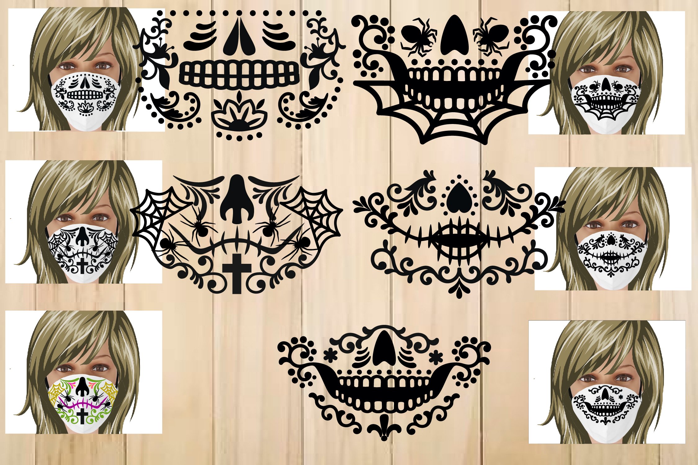 Sugar Skull Face Mask Template Halloween Face Mask Svg 895144 Cut 
