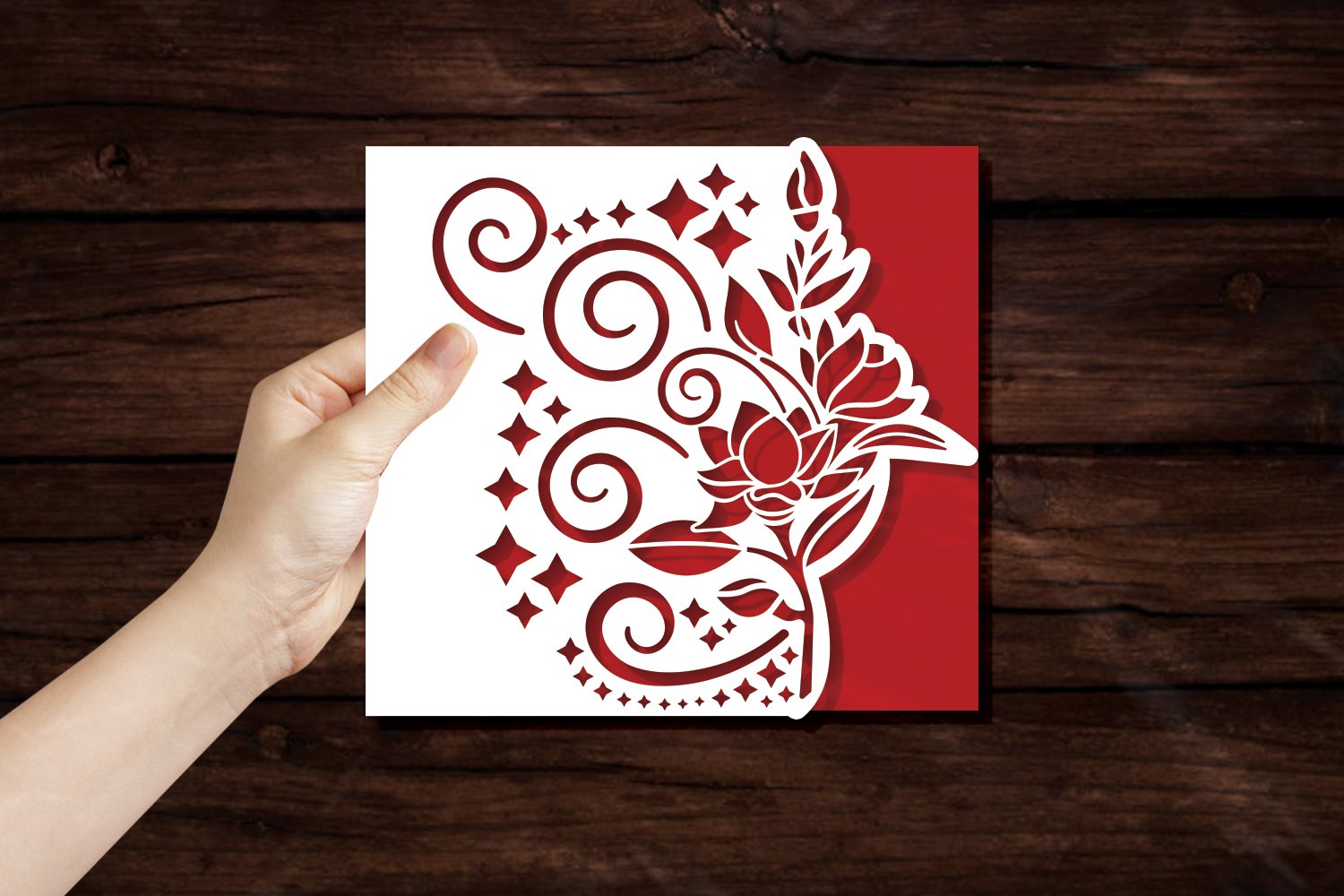 Papercut Floral Card Cover with Decorative Arrangement