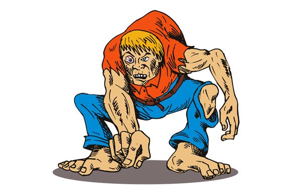 Hunchback Pointing (5323) | Illustrations | Design Bundles