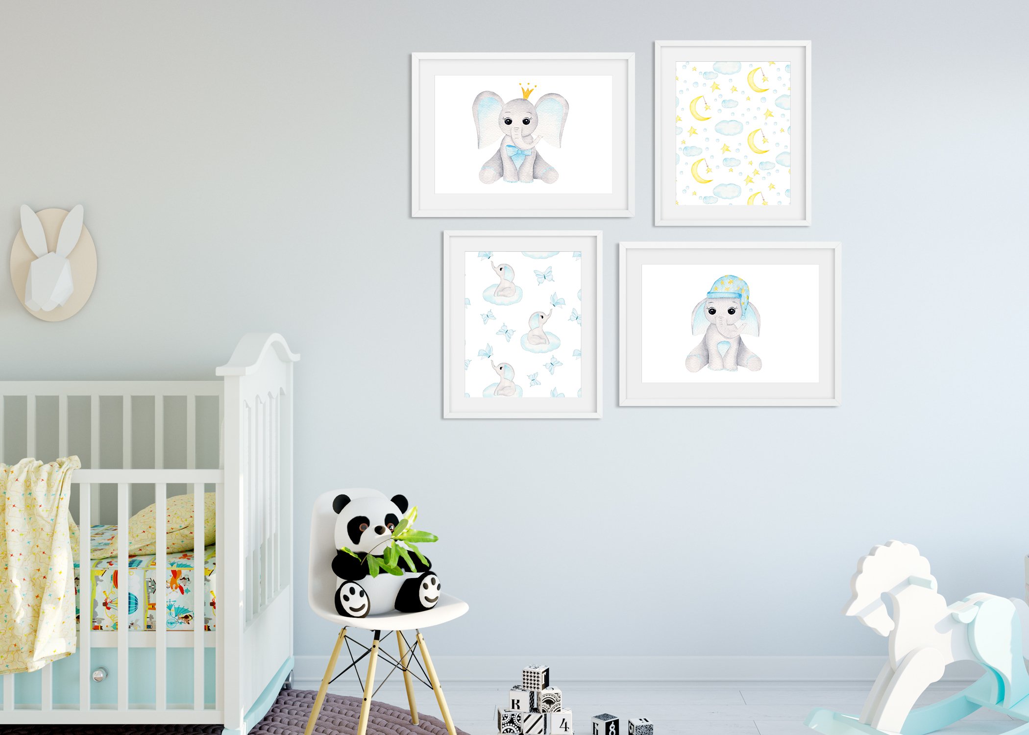 Watercolor Baby Boy Elephants Collection (561076) | Illustrations ...